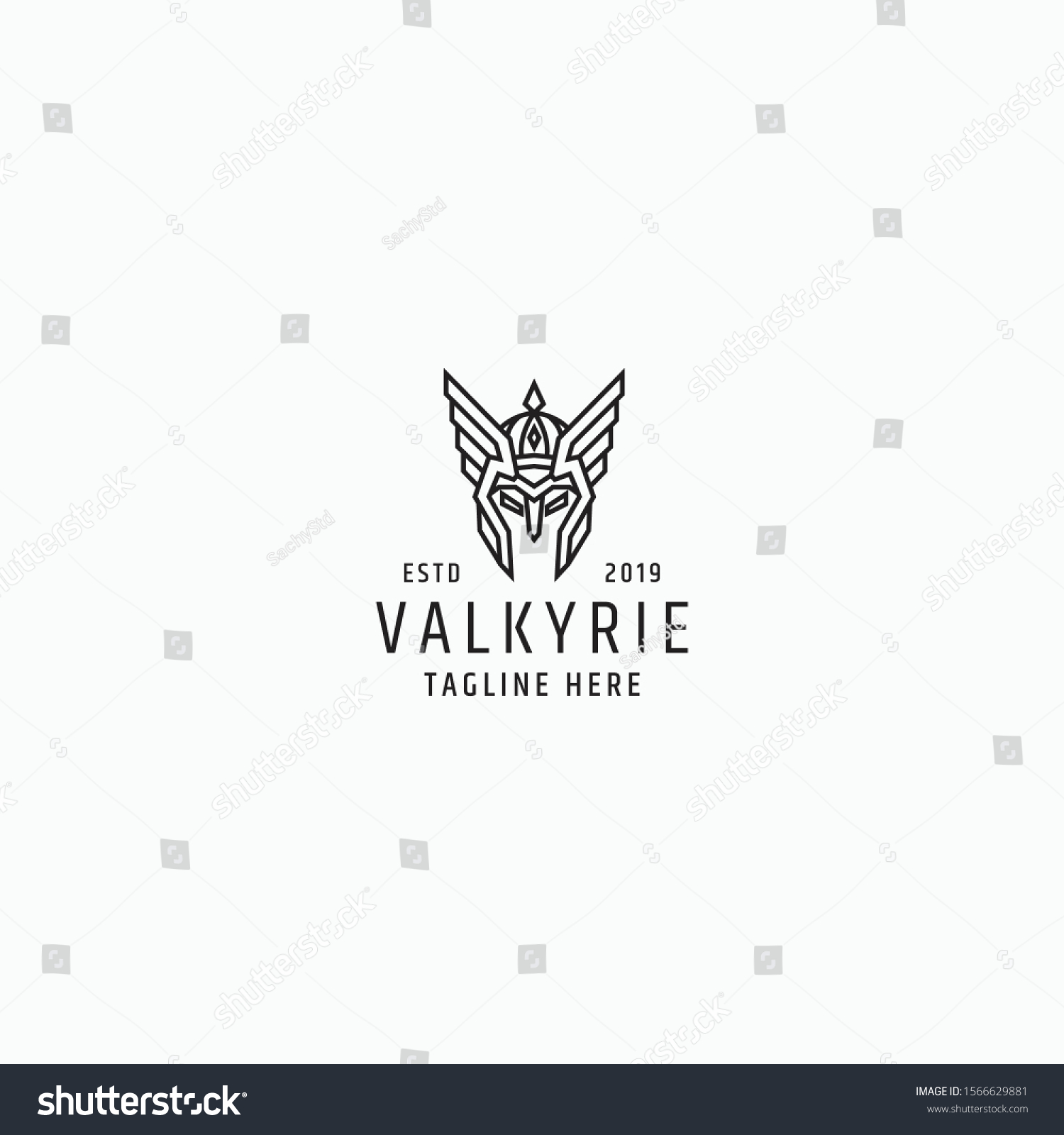 Valkyrie Logo Design Template Vector Illustration 스톡 벡터(로열티 프리 ...