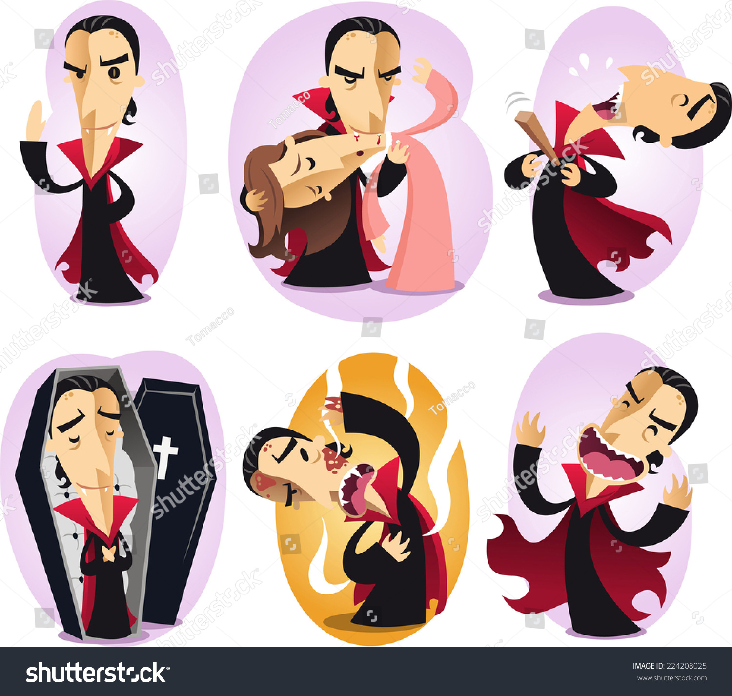 Vampire Cartoon Set Stock Vector 224208025 - Shutterstock