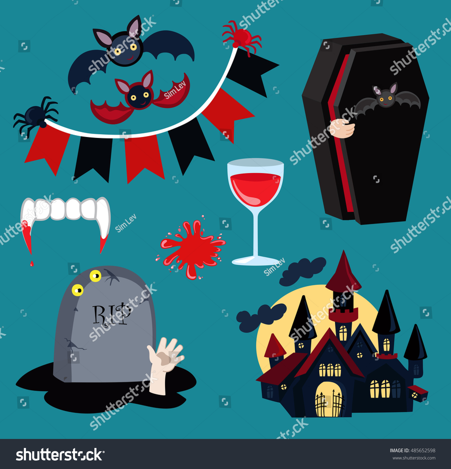 Vampire Dracula Symbols Icons Vector Set Stock Vector (Royalty Free ...