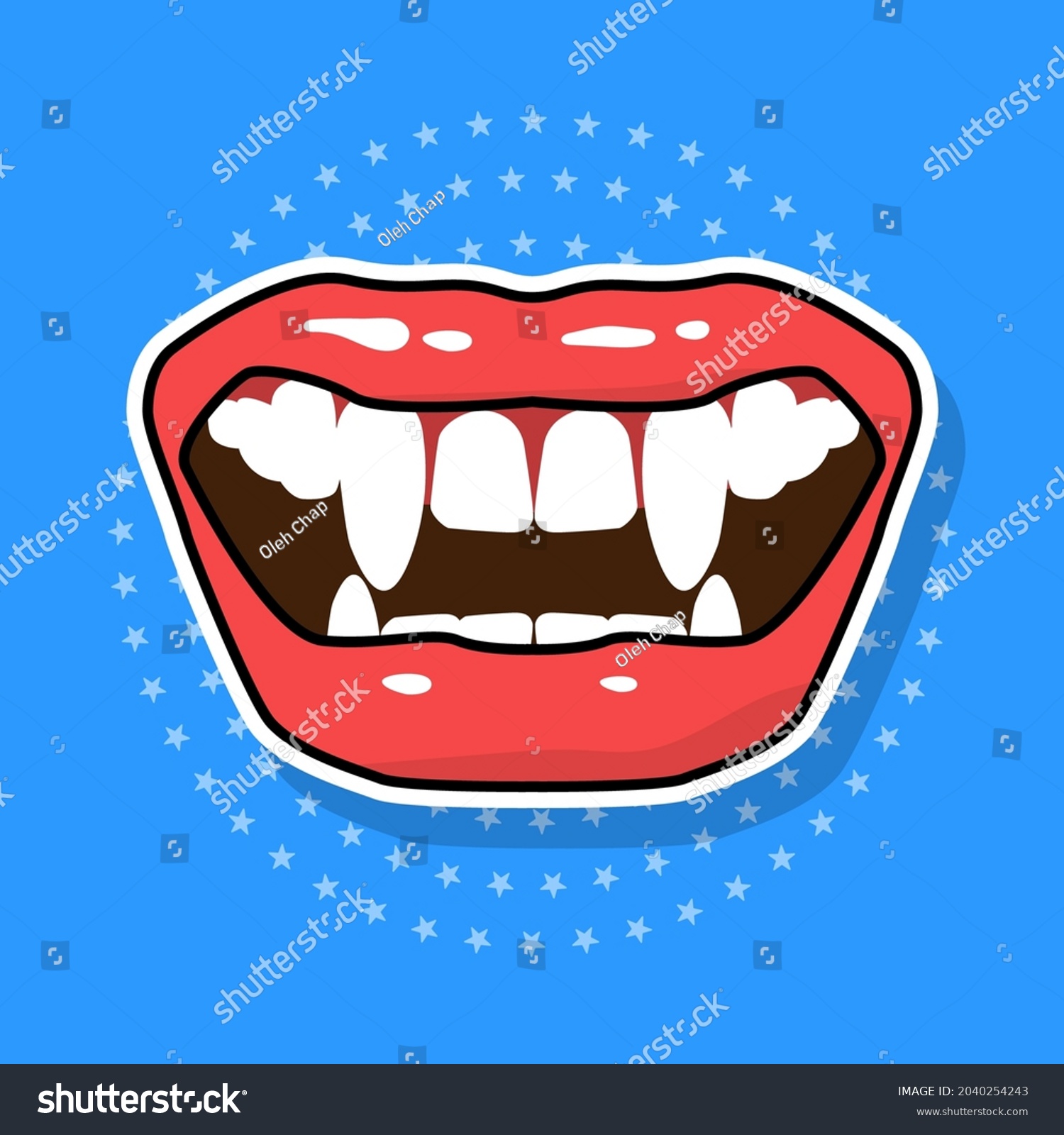 Vampire Fangs Sticker Shadow Vector Illustration Stock Vector (Royalty ...