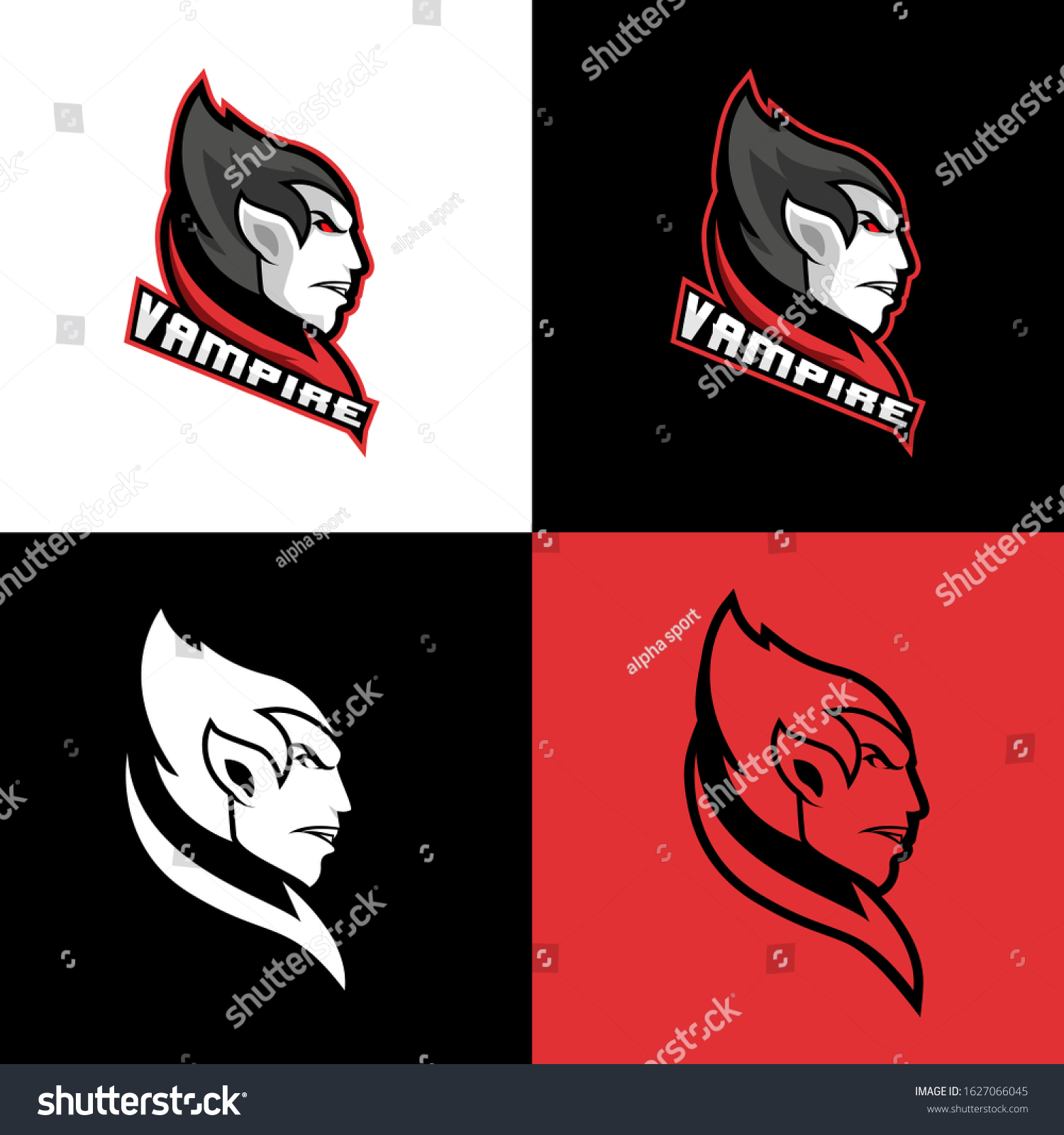 Vampire Head Logo Sport Design Stock Vector (Royalty Free) 1627066045