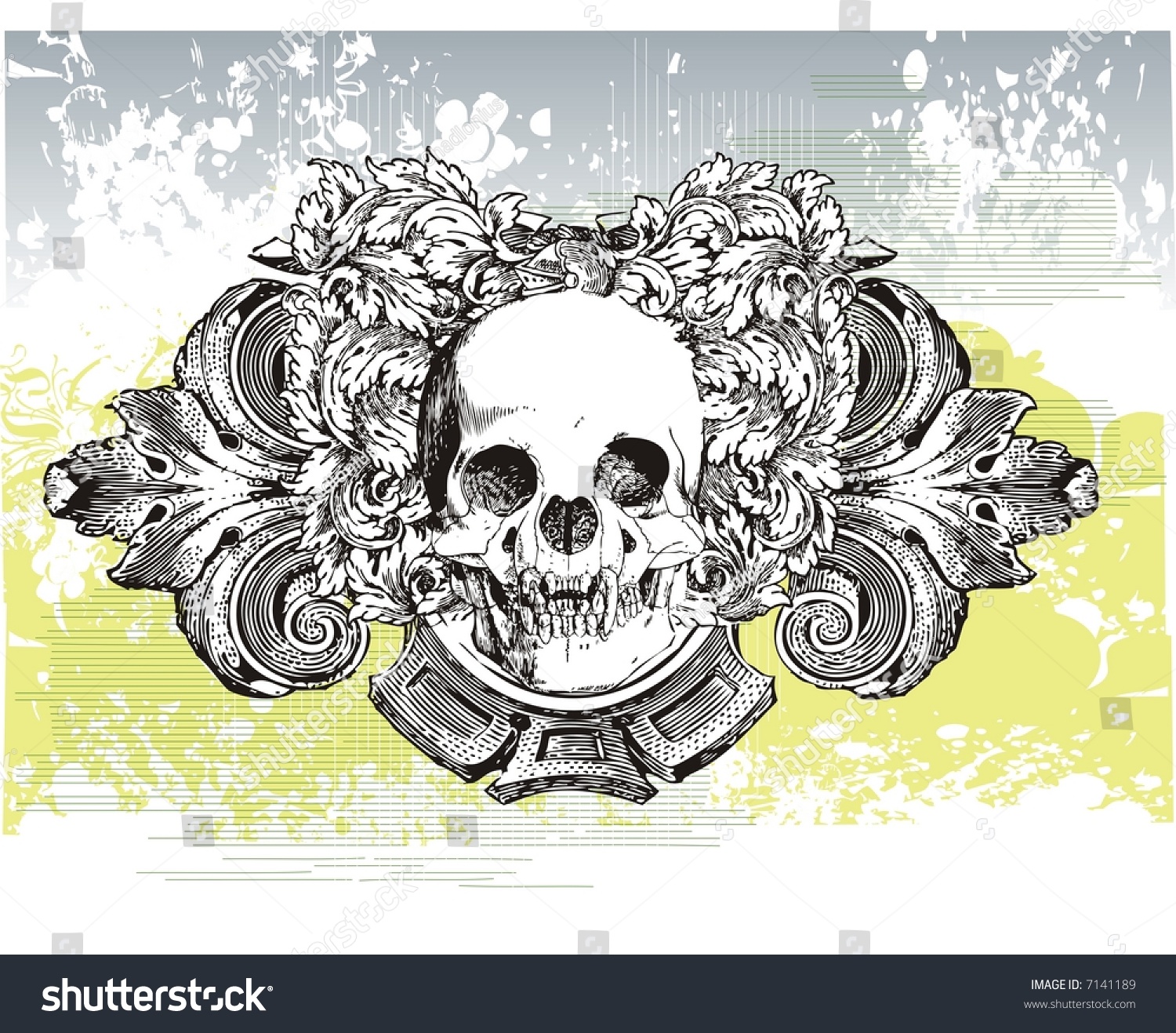 Vampire Heraldry Skull Vector Illustration: vector de stock (libre de ...