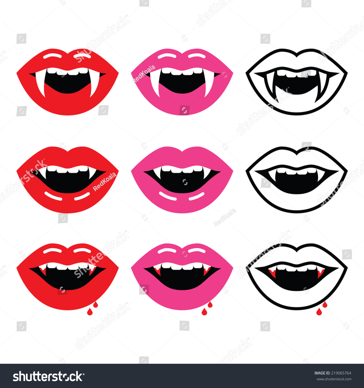 Vampire Mouth Vampire Teeth Vector Icons Stock Vector 219065764 ...
