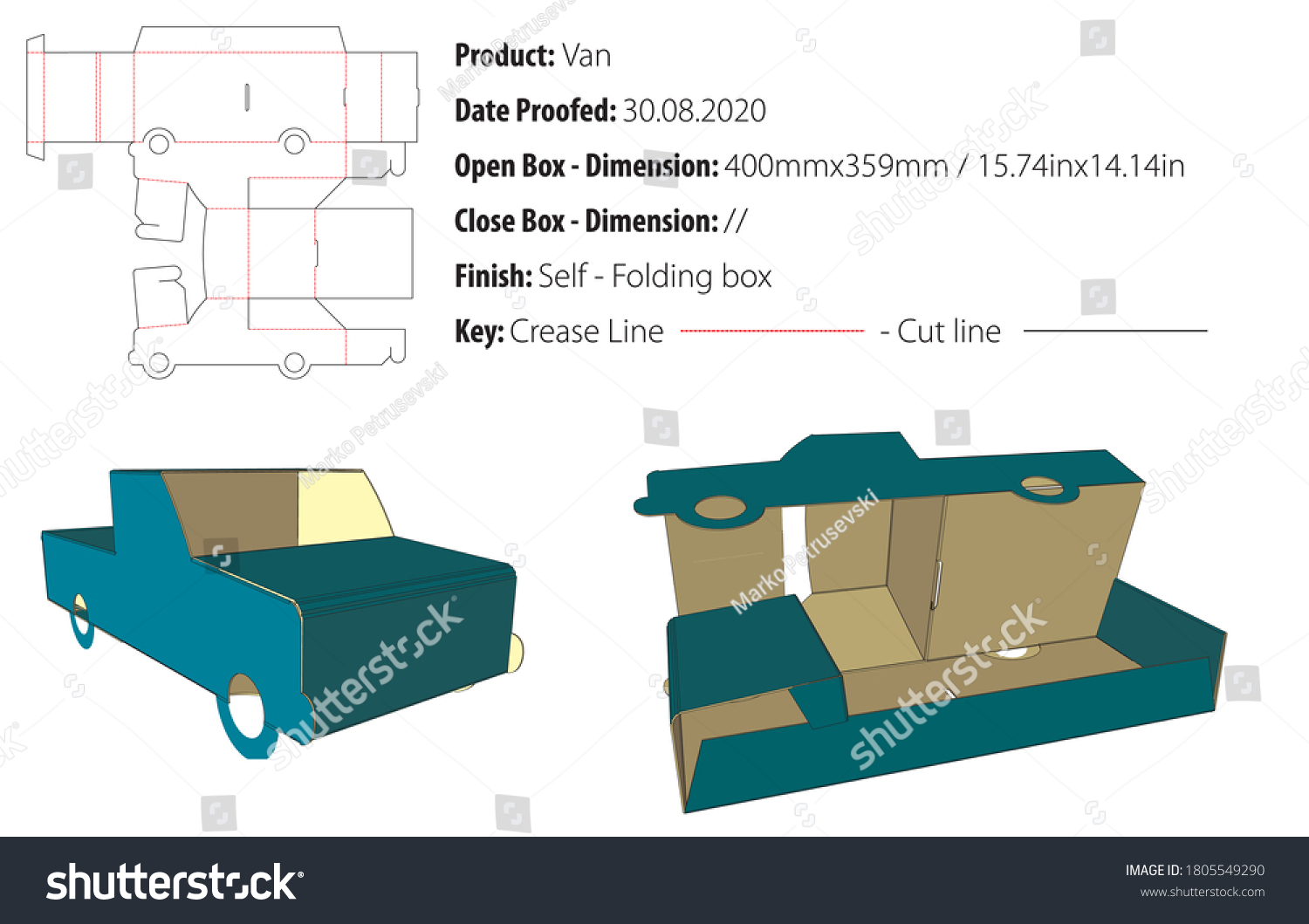 Van Box Packaging Design Template Selflock: vetor stock (livre de ...