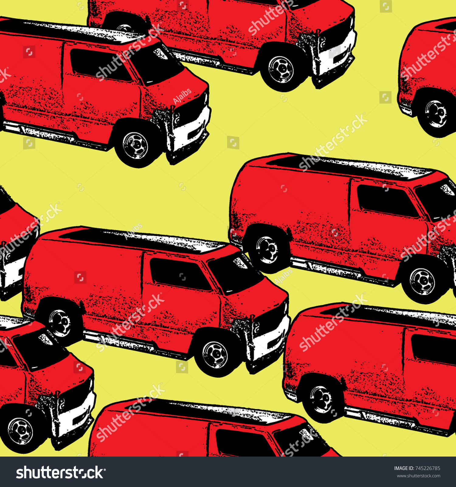 Van Cars Seamless Pattern Stock Vector (Royalty Free) 745226785