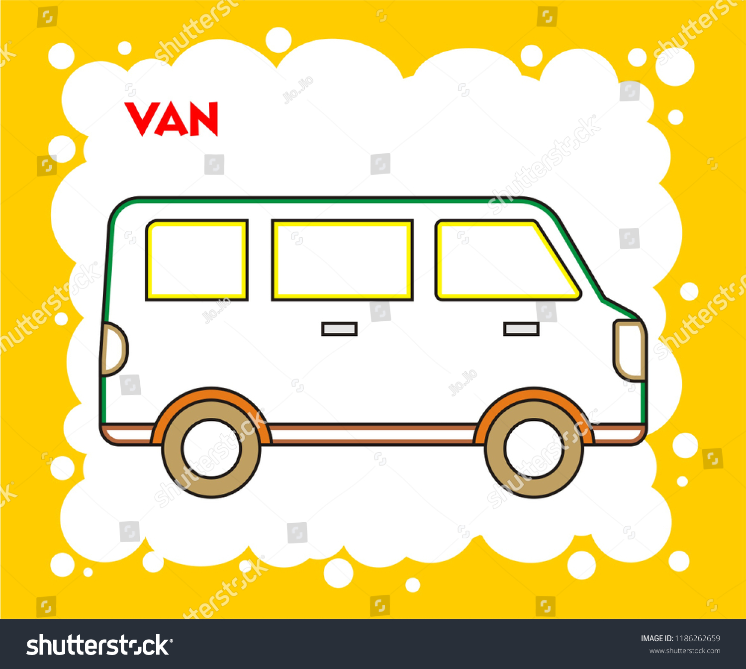 Van Drawing Coloring Page Vector Illustration 스톡 벡터(로열티 프리) 1186262659