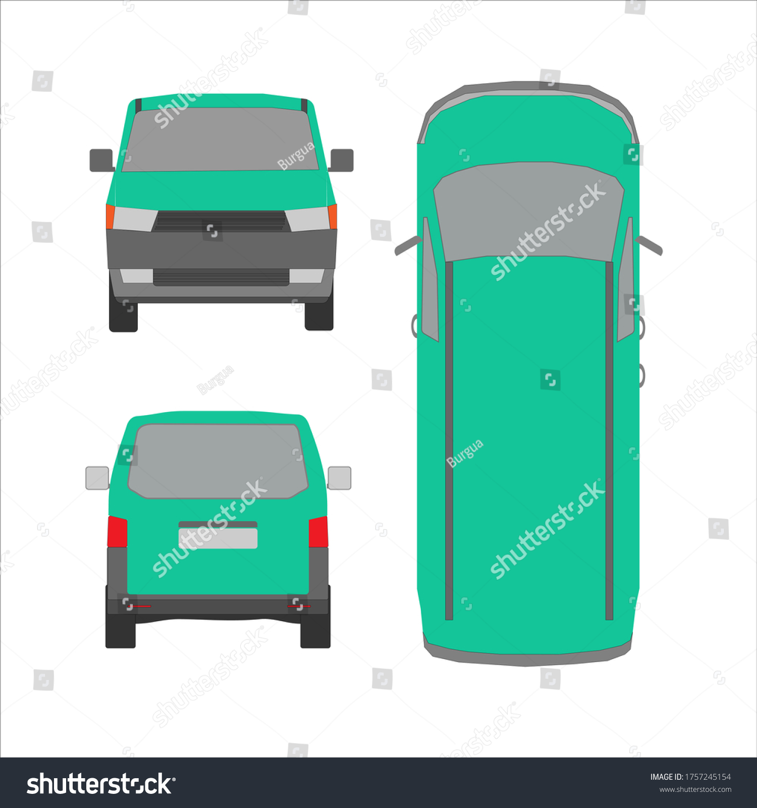 Van Front Back Top View Vector Stock Vector (Royalty Free) 1757245154 ...