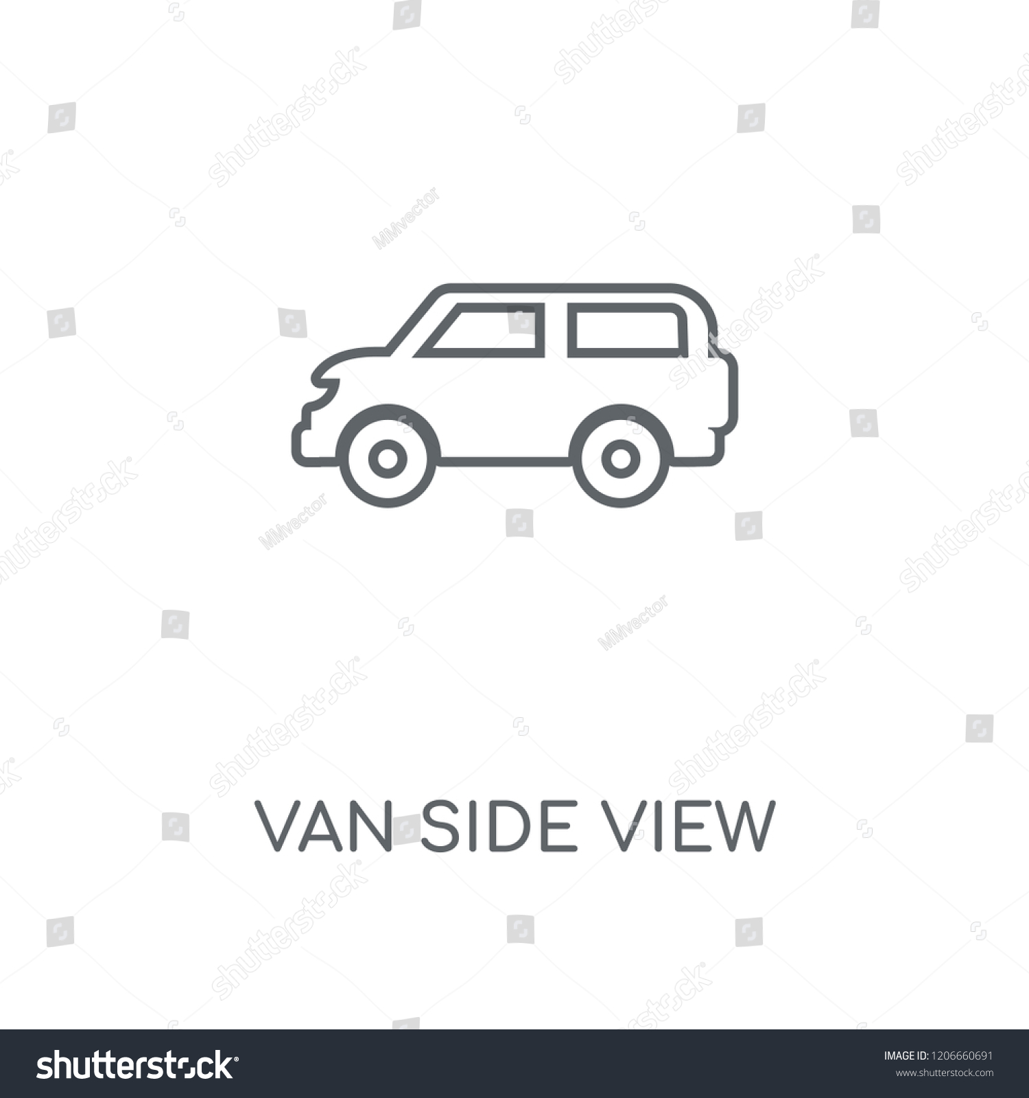 Van Side View Linear Icon Van Stock Vector (Royalty Free) 1206660691