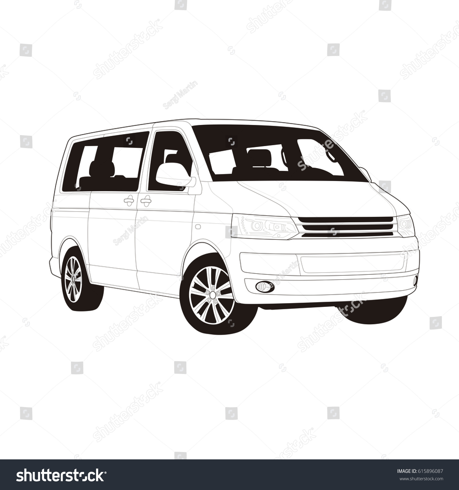 Van Technical Drawing Vector Illustration Black Stock Vector (Royalty ...