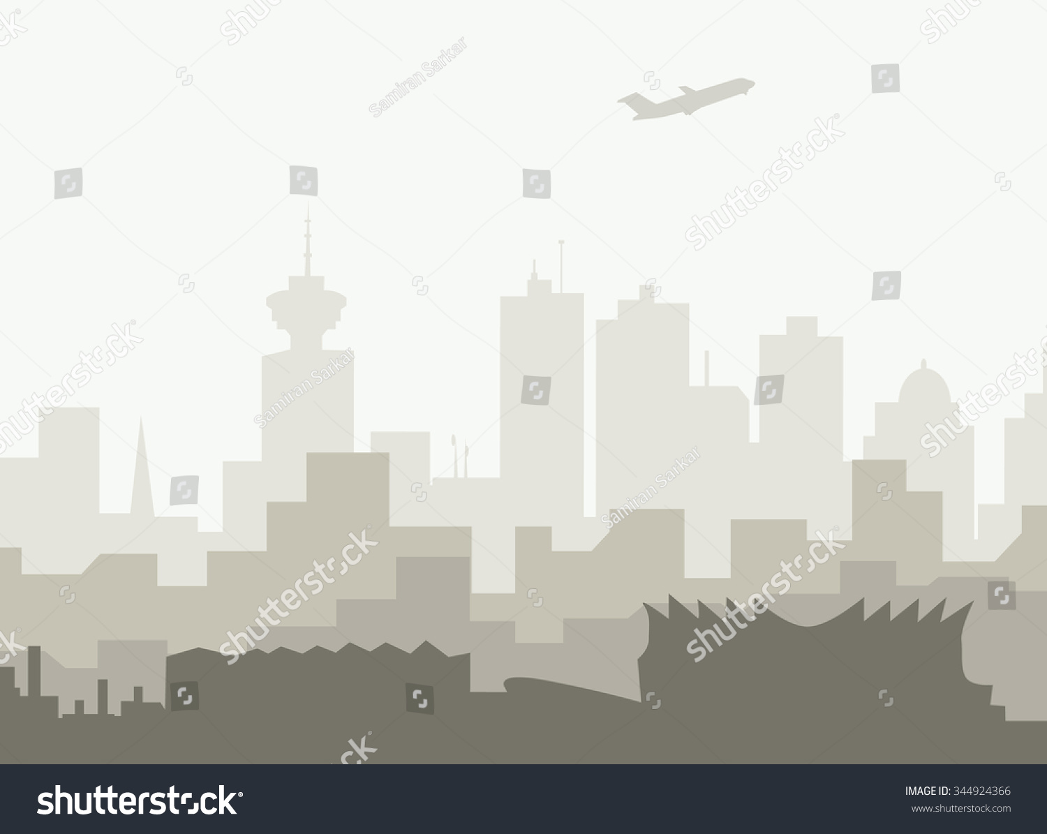 Vancouver City Skyline Vector Stock Vector (Royalty Free) 344924366 ...
