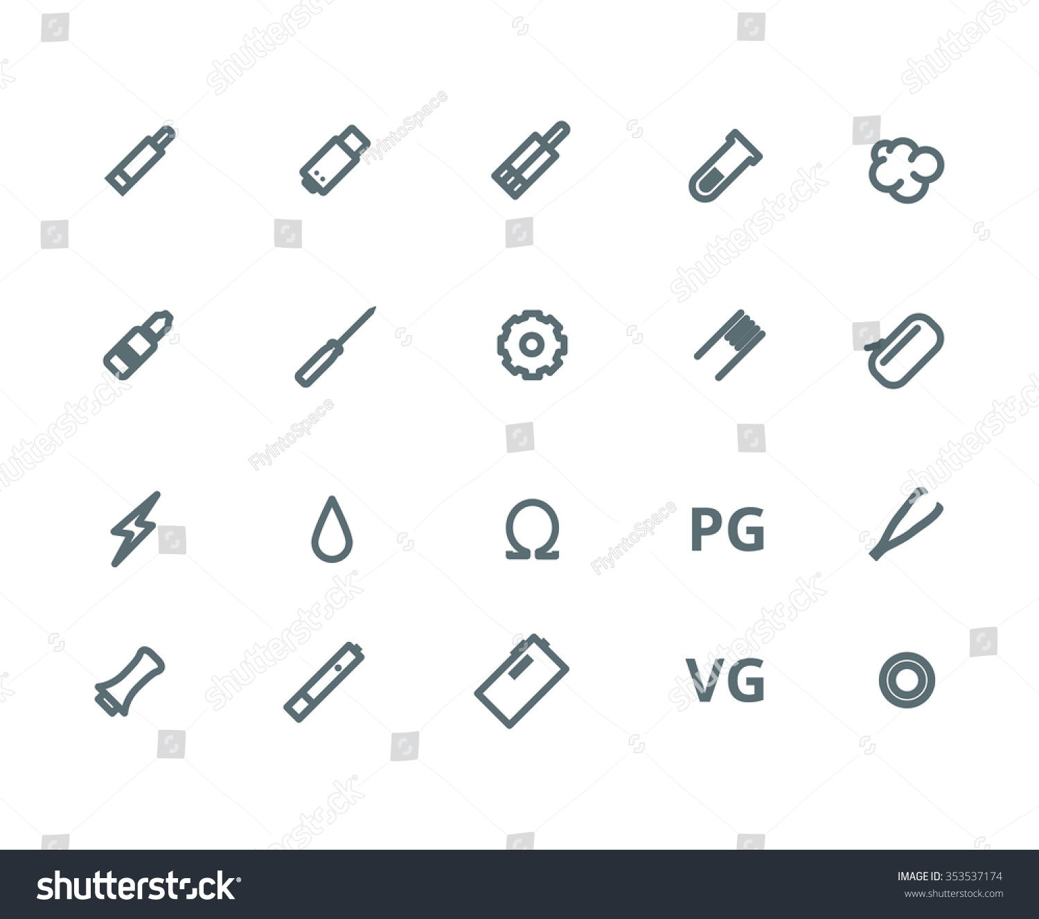 Vaping Outlines Icon Set On White Stock Vector (Royalty Free) 353537174
