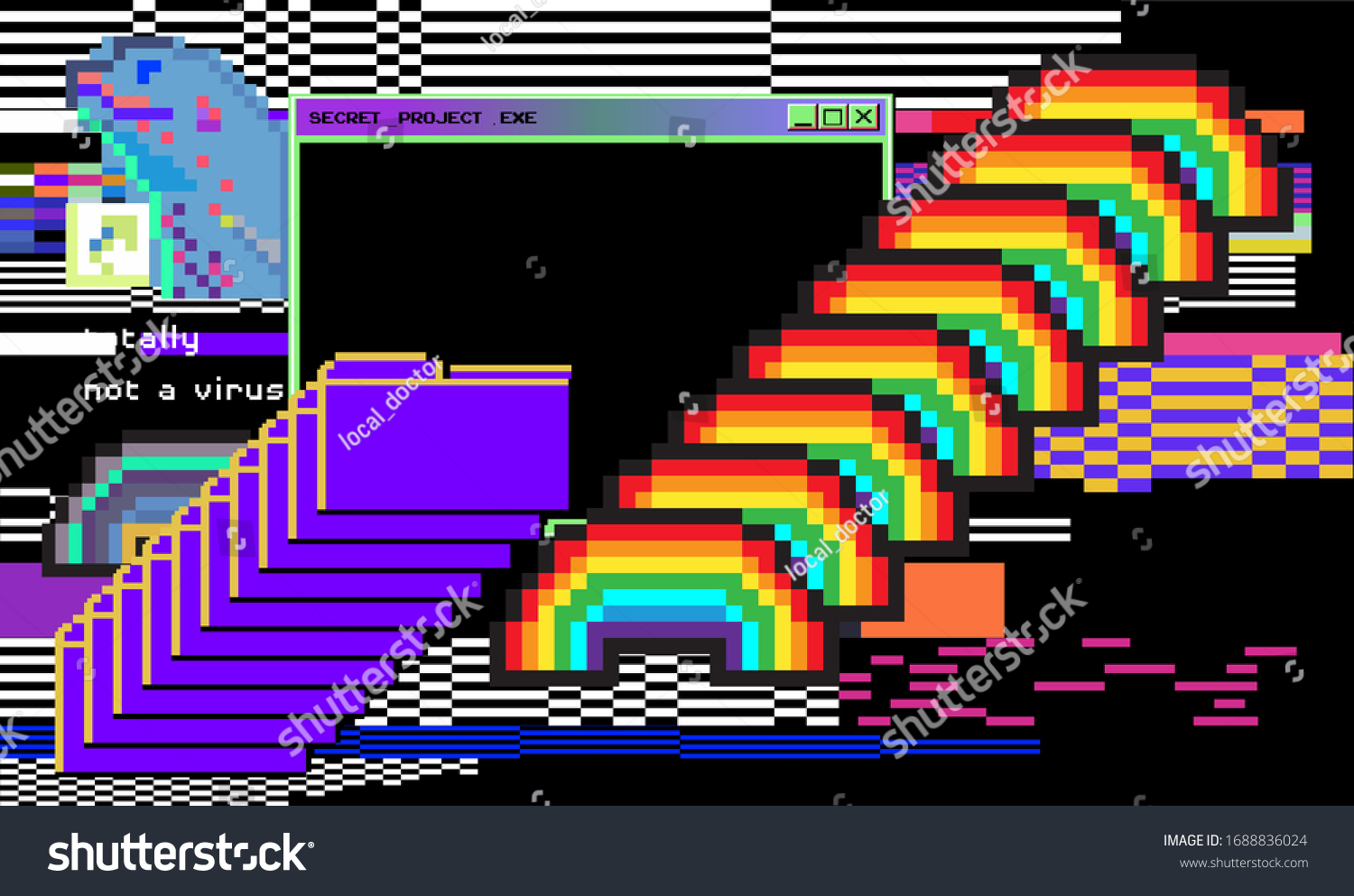 Vaporwave 80s90s Retrofuturistic Background Opened Terminal Stock ...