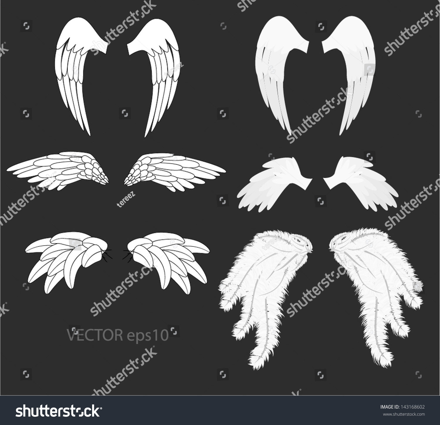 Various Angel Wings Vector Set Stock Vector (Royalty Free) 143168602 ...