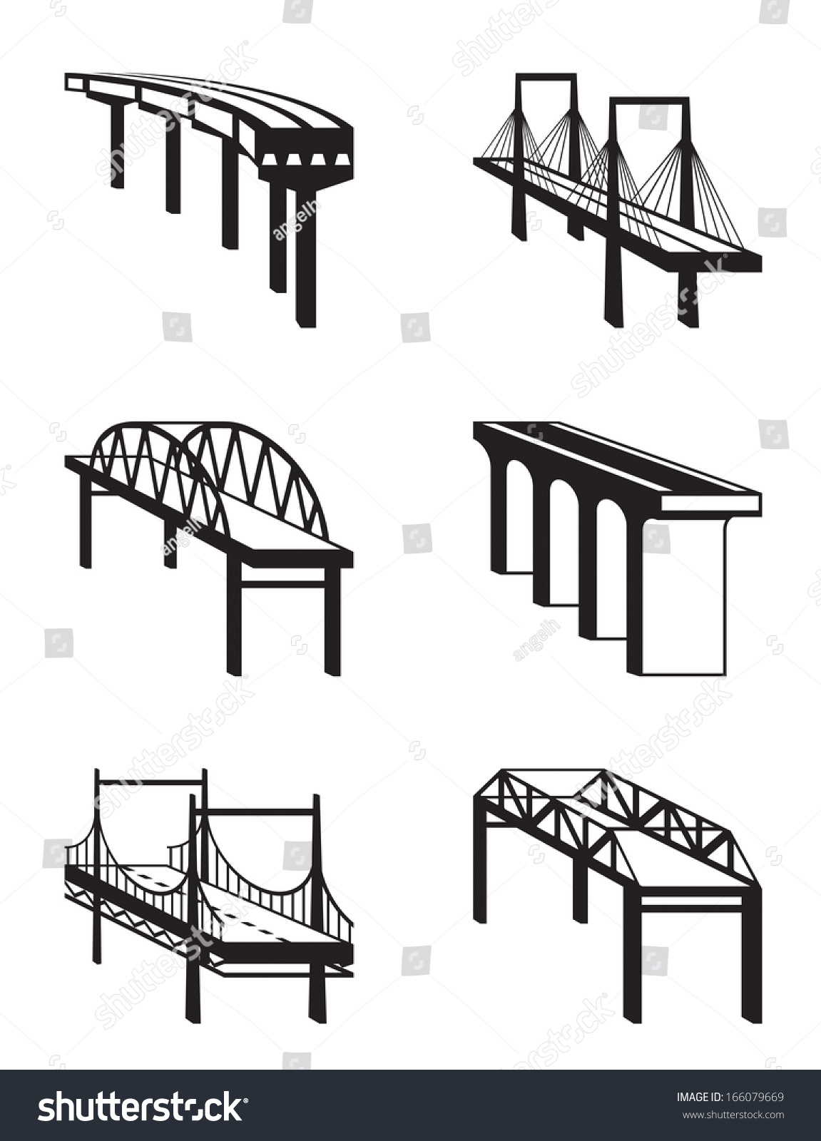 Various Bridges Perspective Vector Illustration Stock Vector (Royalty ...