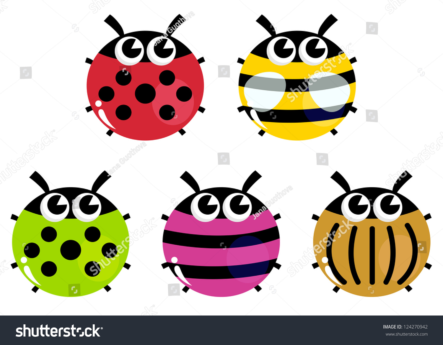 Various Bugs Collection Vector Cartoon Illustration: เวกเตอร์สต็อก ...