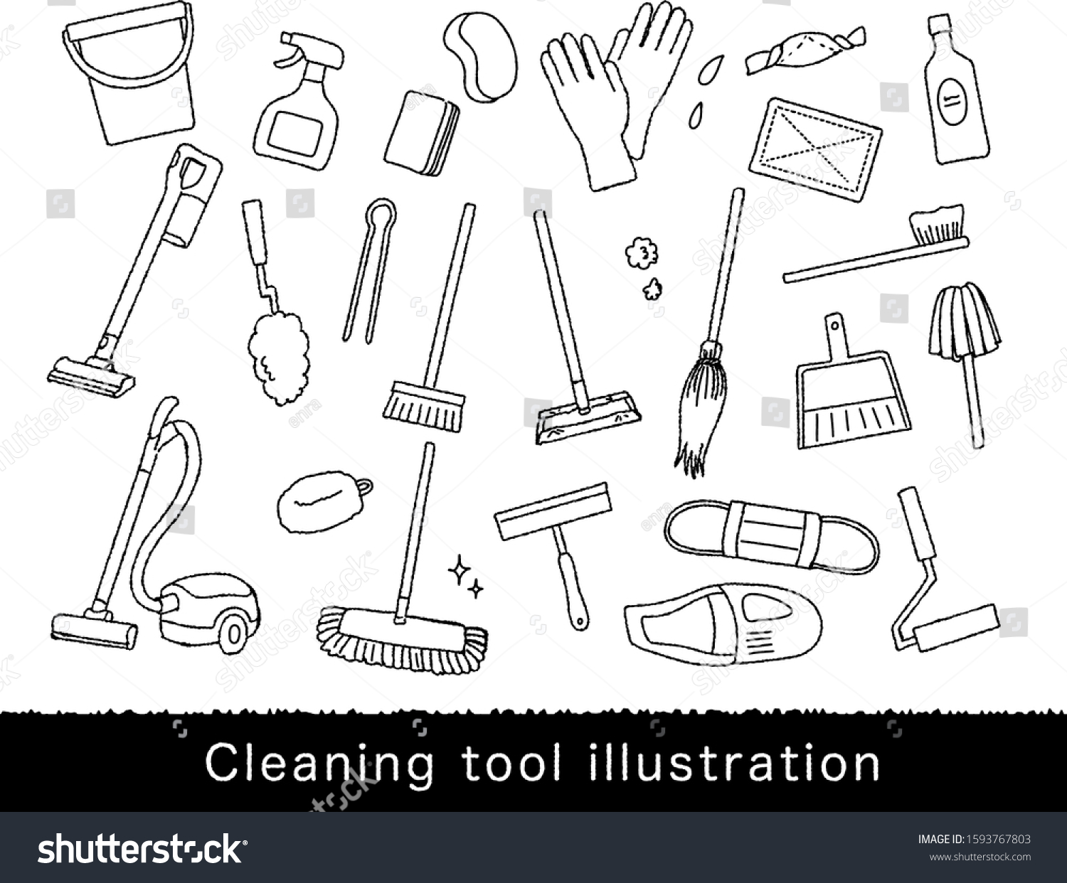 Various Cleaning Tools Illustration Set Stock Vector (Royalty Free ...