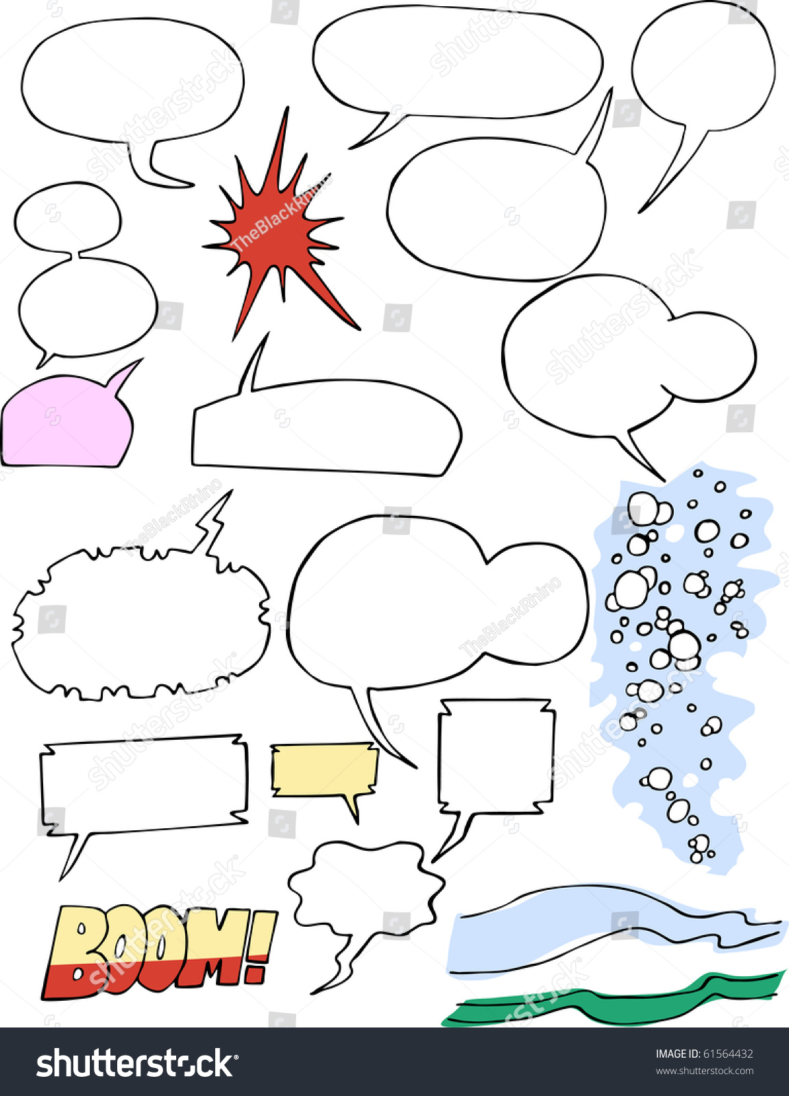 Various Comic Word Clouds Bubbles Shapes: เวกเตอร์สต็อก (ปลอดค่า ...