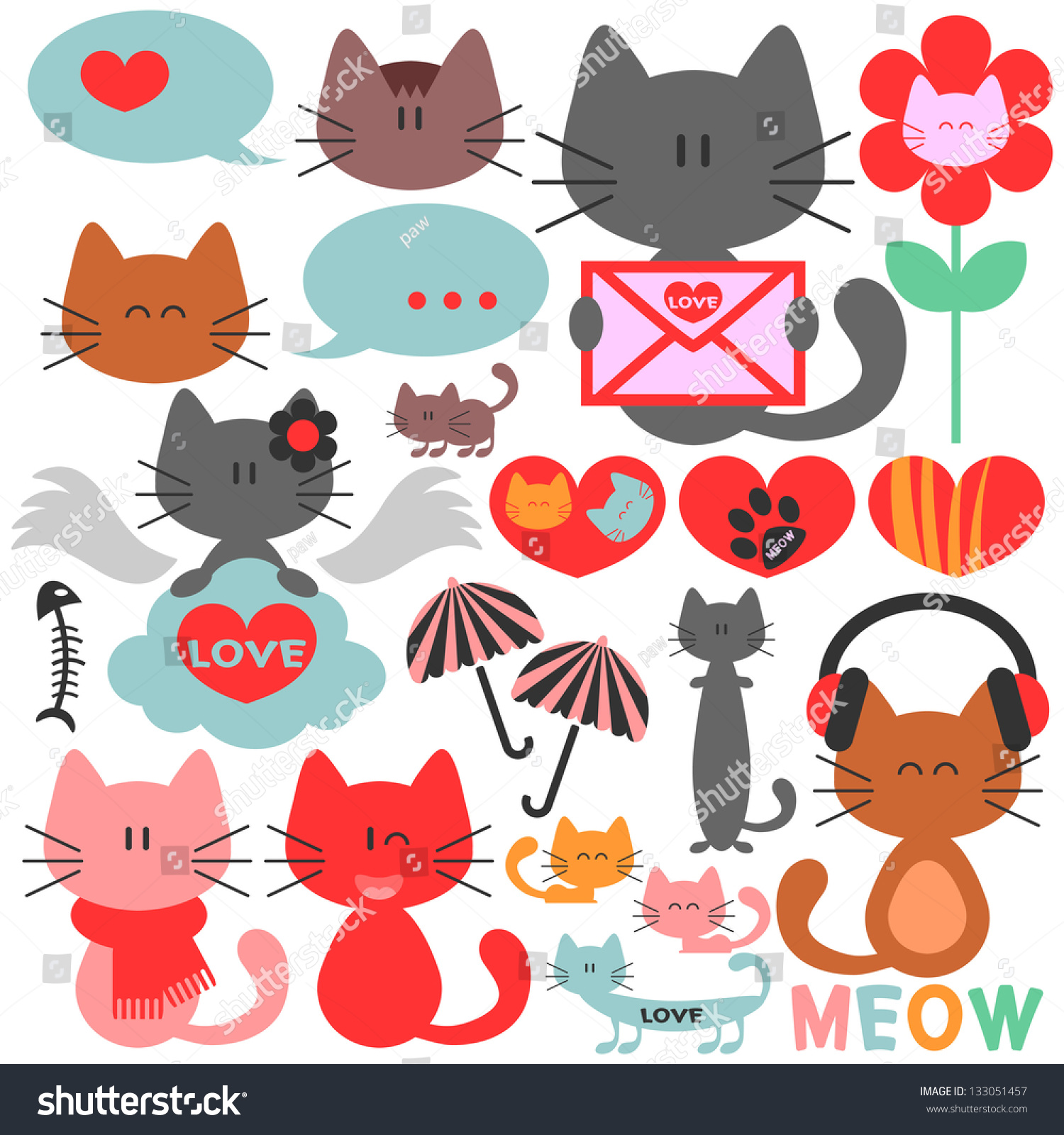 Various Cute Kittens Collection Stock Vector (Royalty Free) 133051457 ...