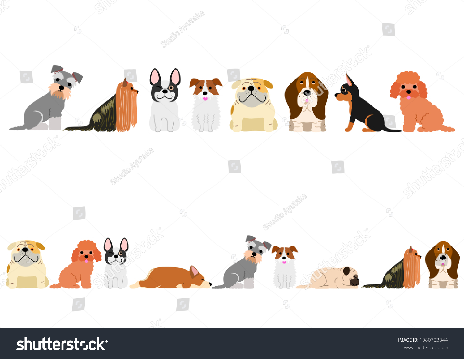 Various Dogs Border Set Stock Vector (Royalty Free) 1080733844 ...