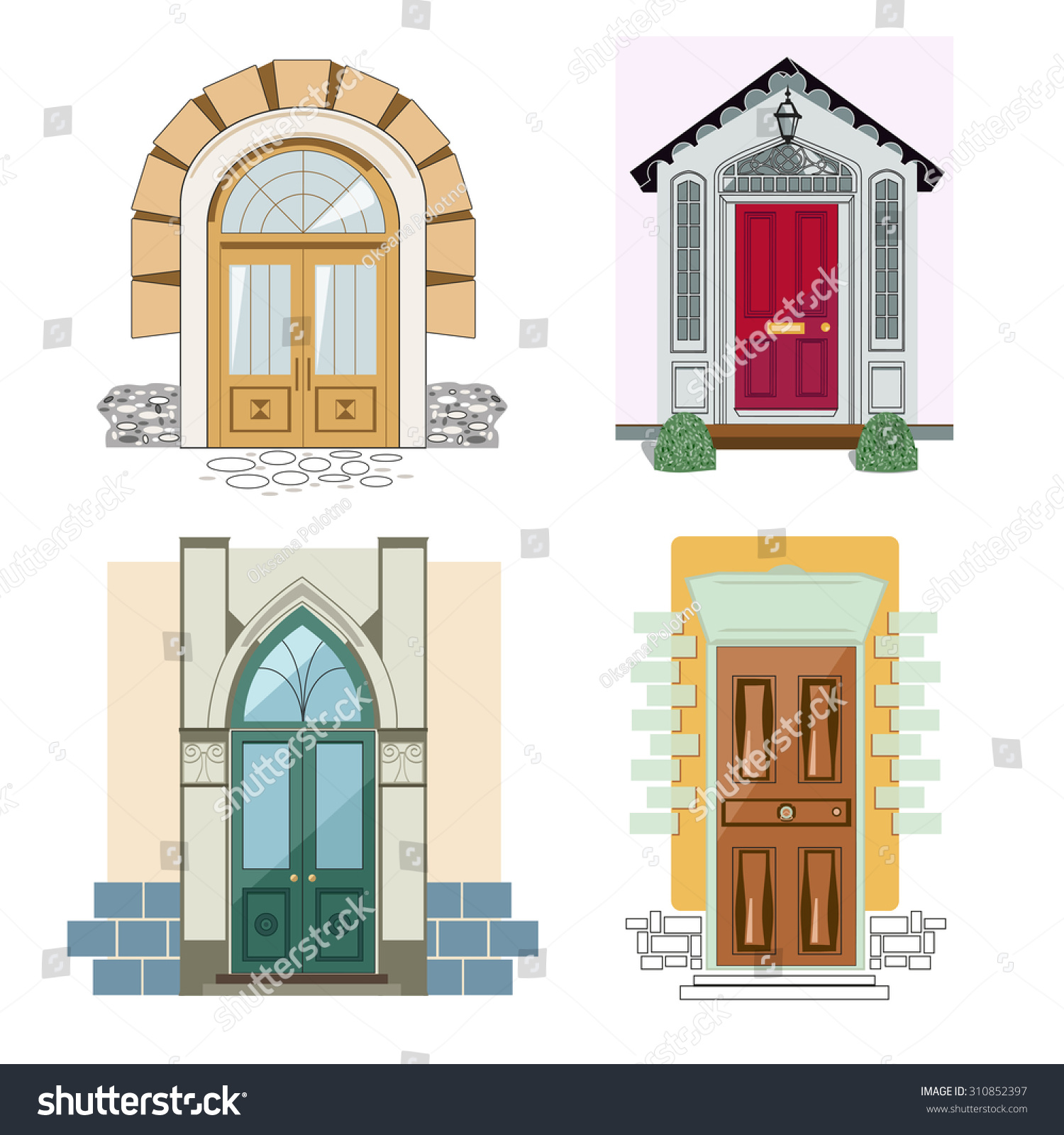 Various Individual Doors Stock Vector (Royalty Free) 310852397