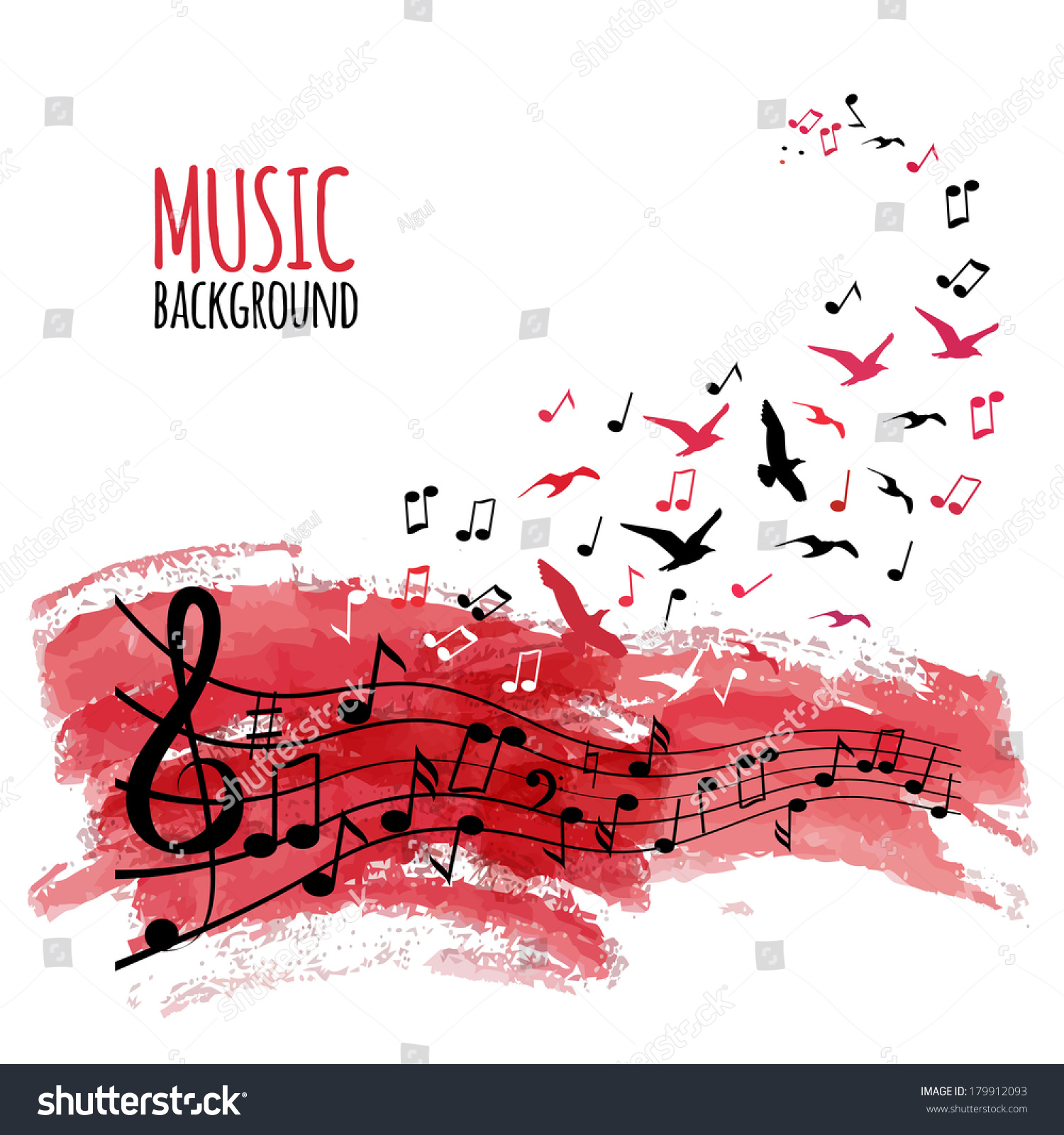 Various Music Notes On Stave Vector Stock Vector (Royalty Free) 179912093