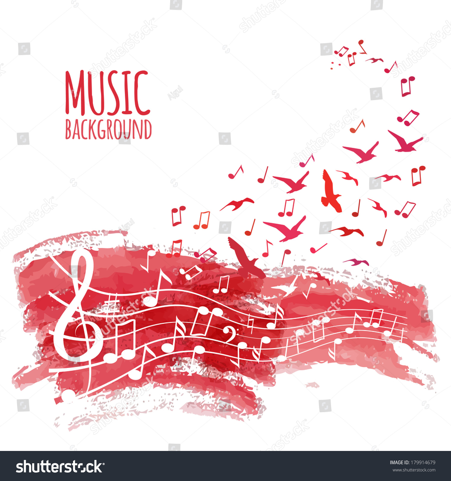 Various Music Notes On Stave Vector Stock Vector (Royalty Free) 179914679