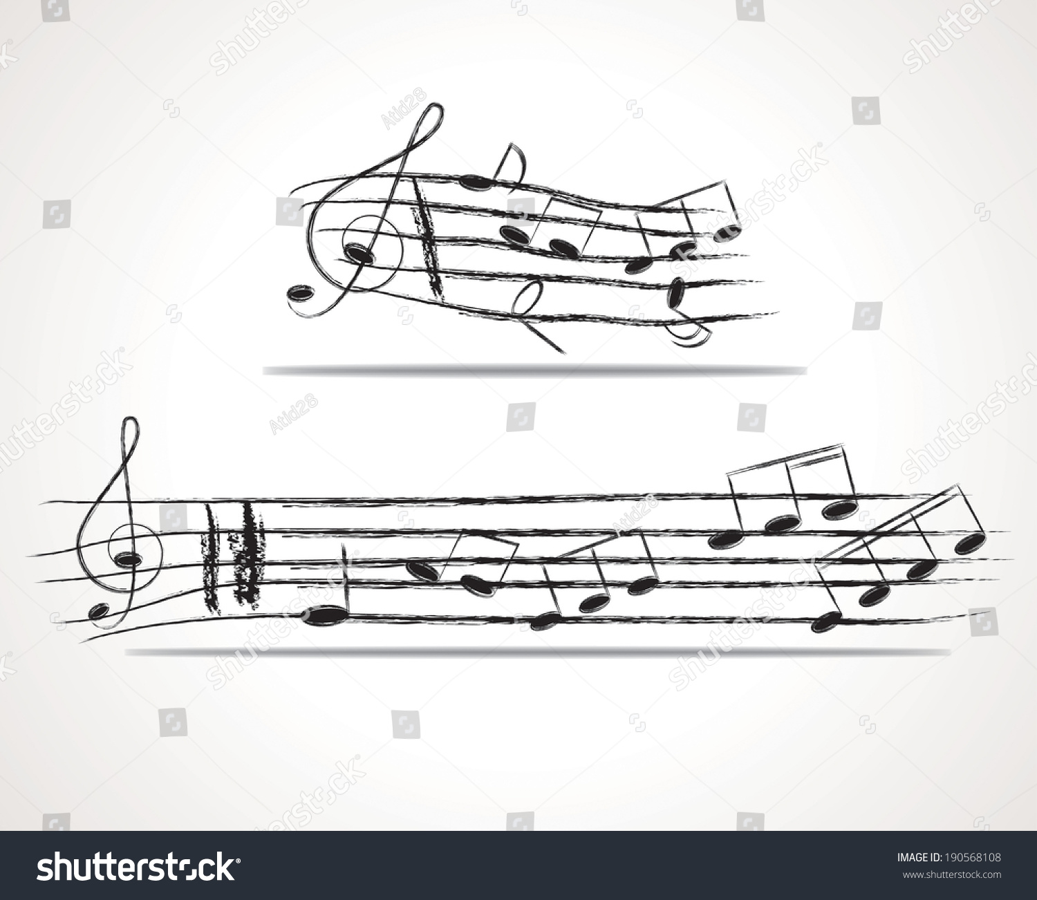 Various Music Notes On Stave Vector : image vectorielle de stock (libre ...