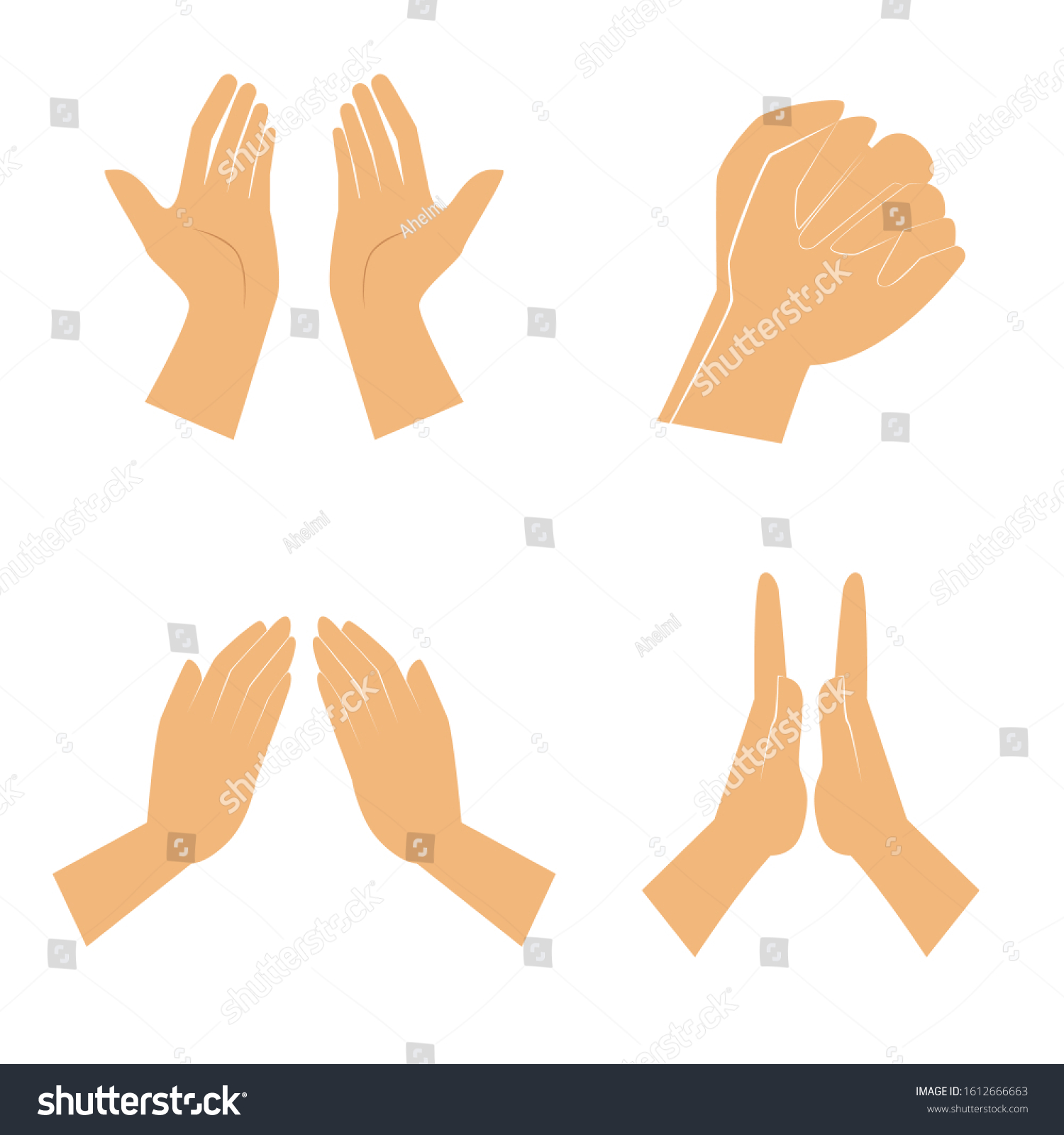 Various Praying Hand Gestures Vector Style Stock Vector (Royalty Free ...