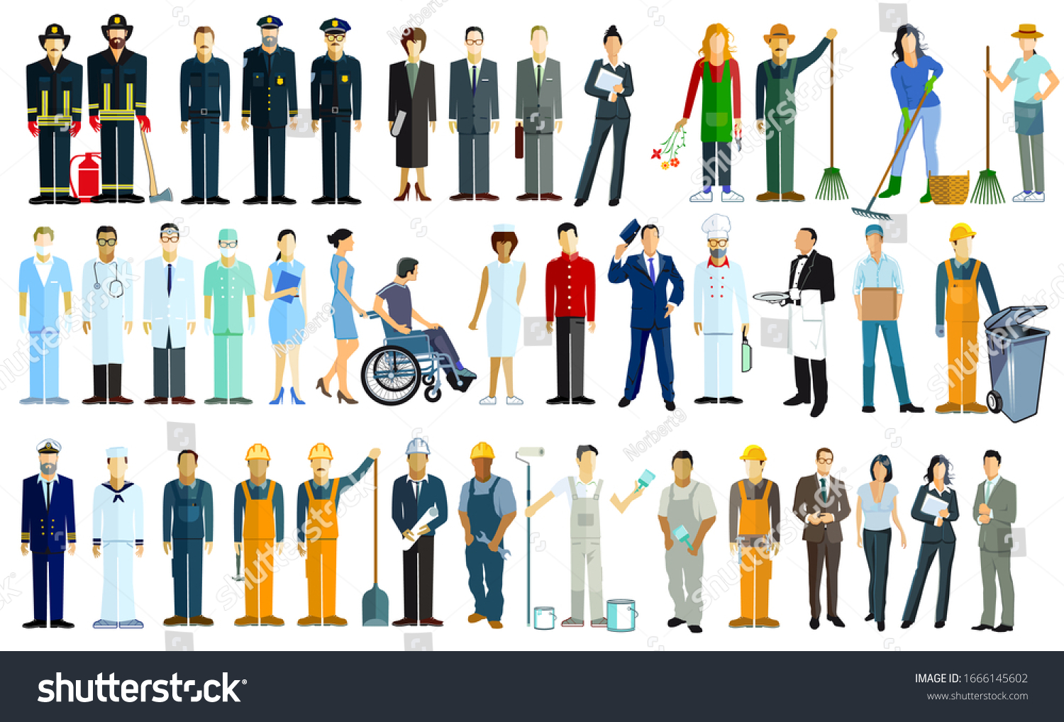 Diversas profesiones, retrato - ilustración vectorial: vector de stock ...
