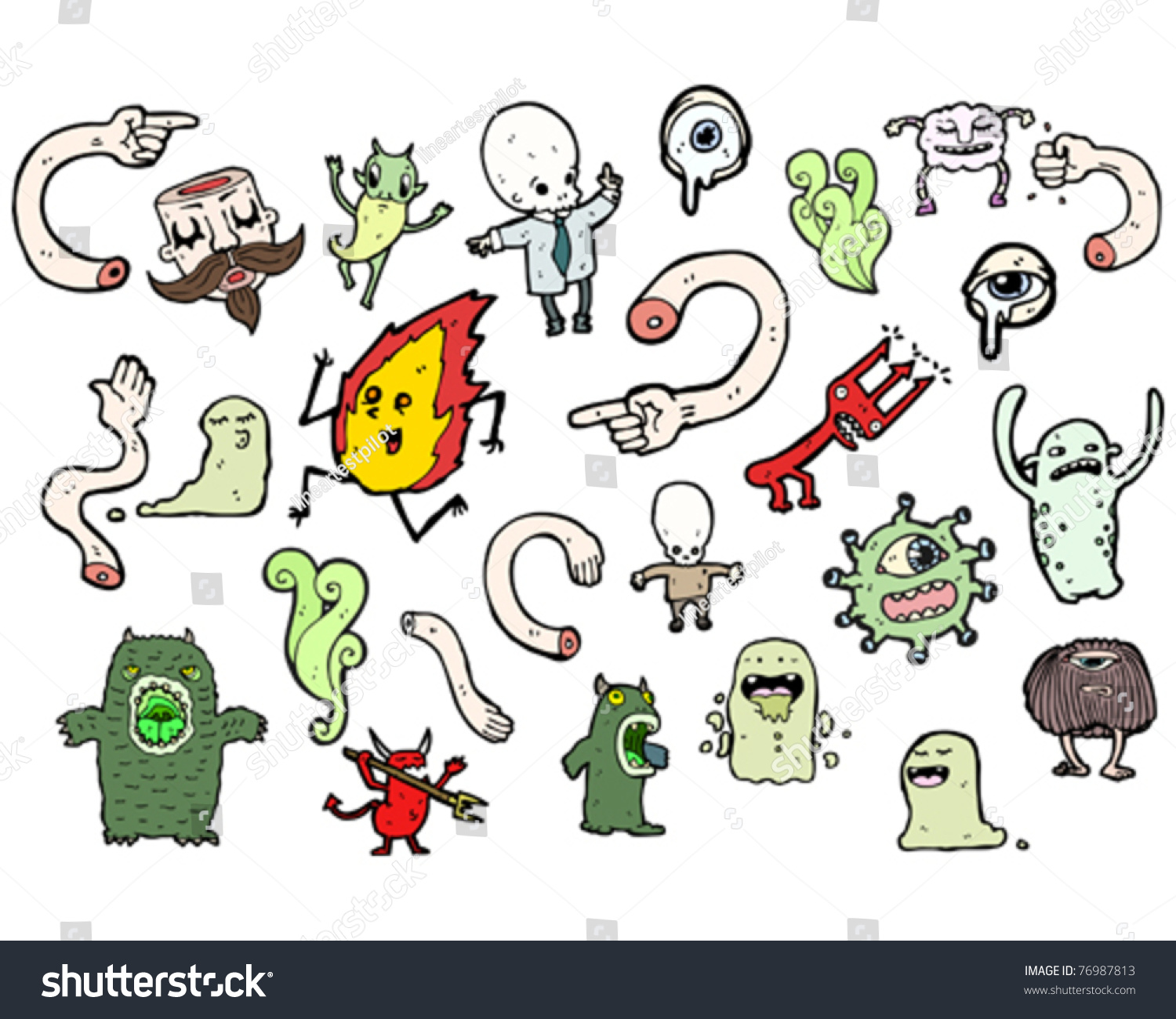 Various Spooky Cartoons Stock Vector 76987813 - Shutterstock