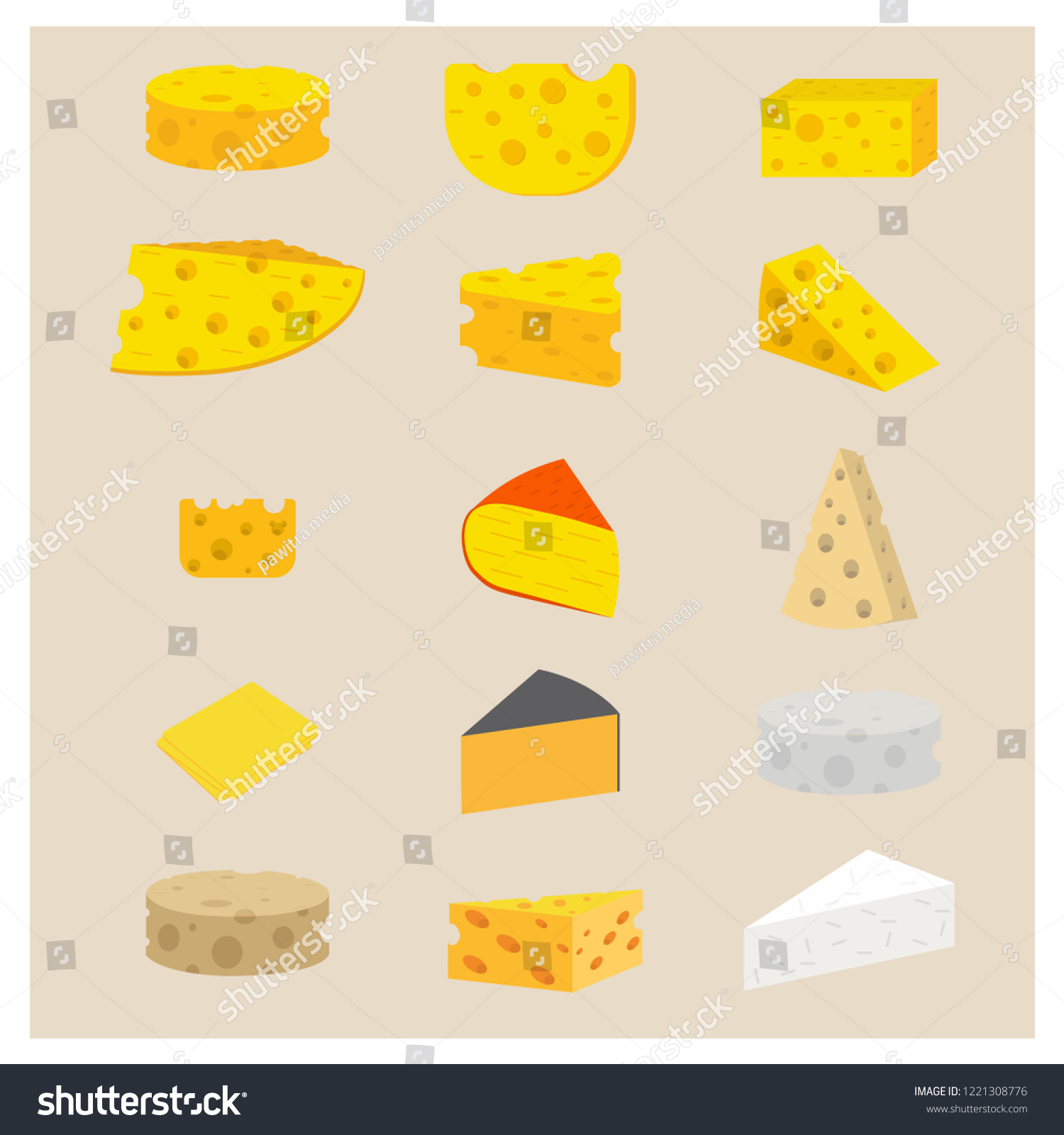 Various Types Cheese Vector Illustration: vector de stock (libre de ...