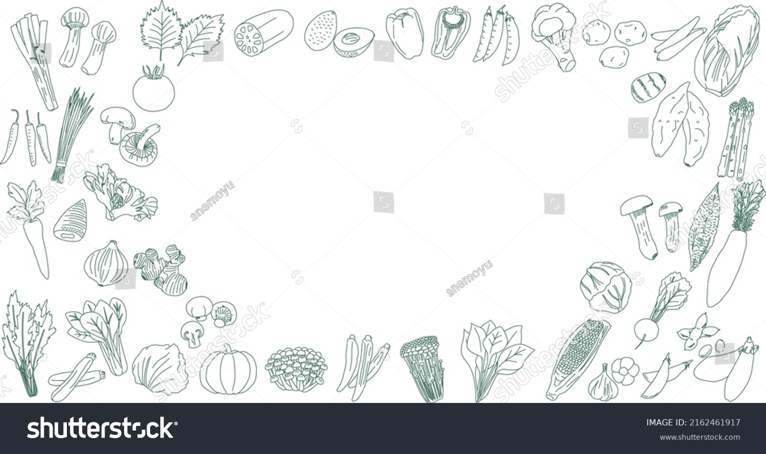 Various Vegetable Drawing Collections Frame Stock Vector (Royalty Free ...