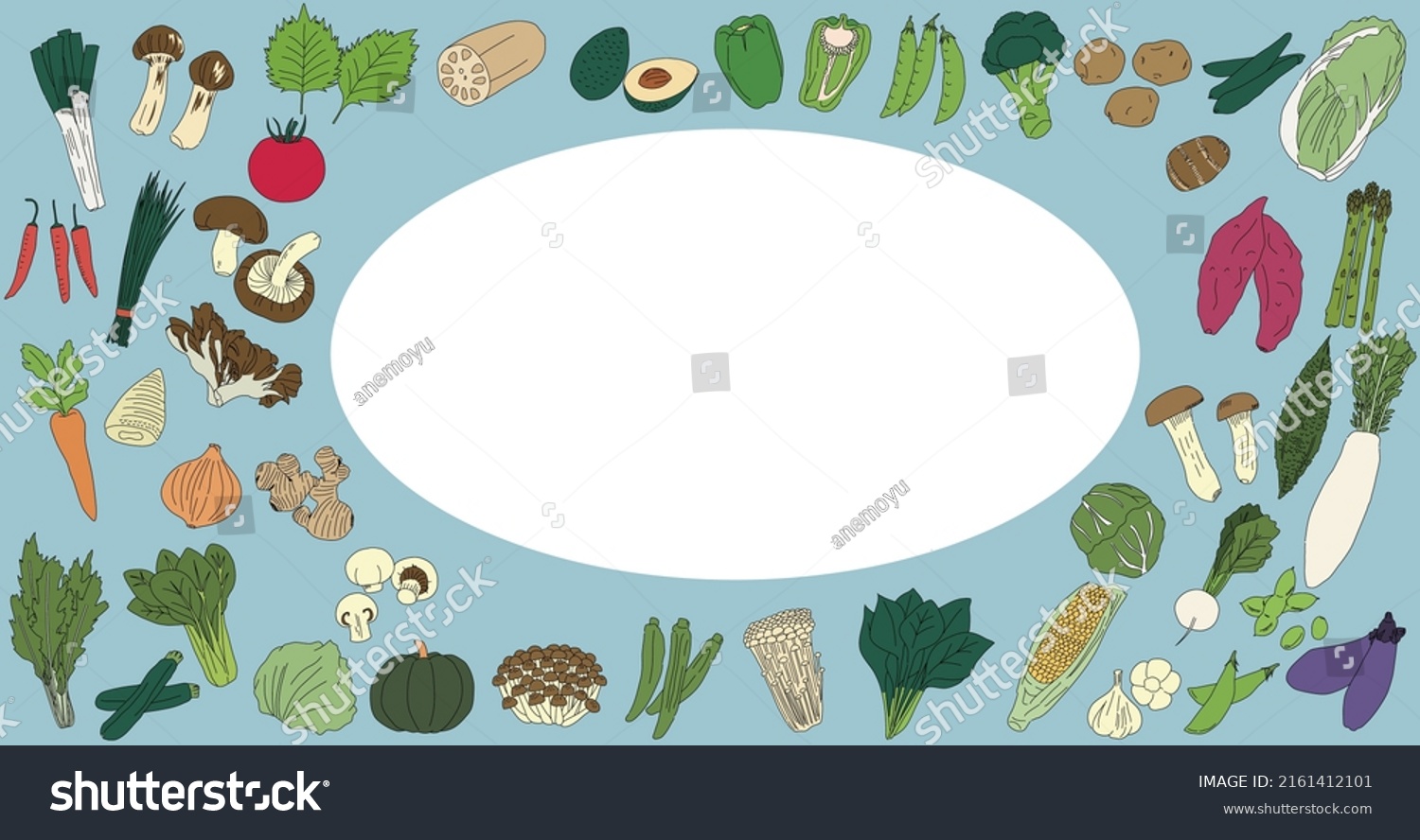Various Vegetable Drawing Illustration Frame Stock Vector (Royalty Free ...