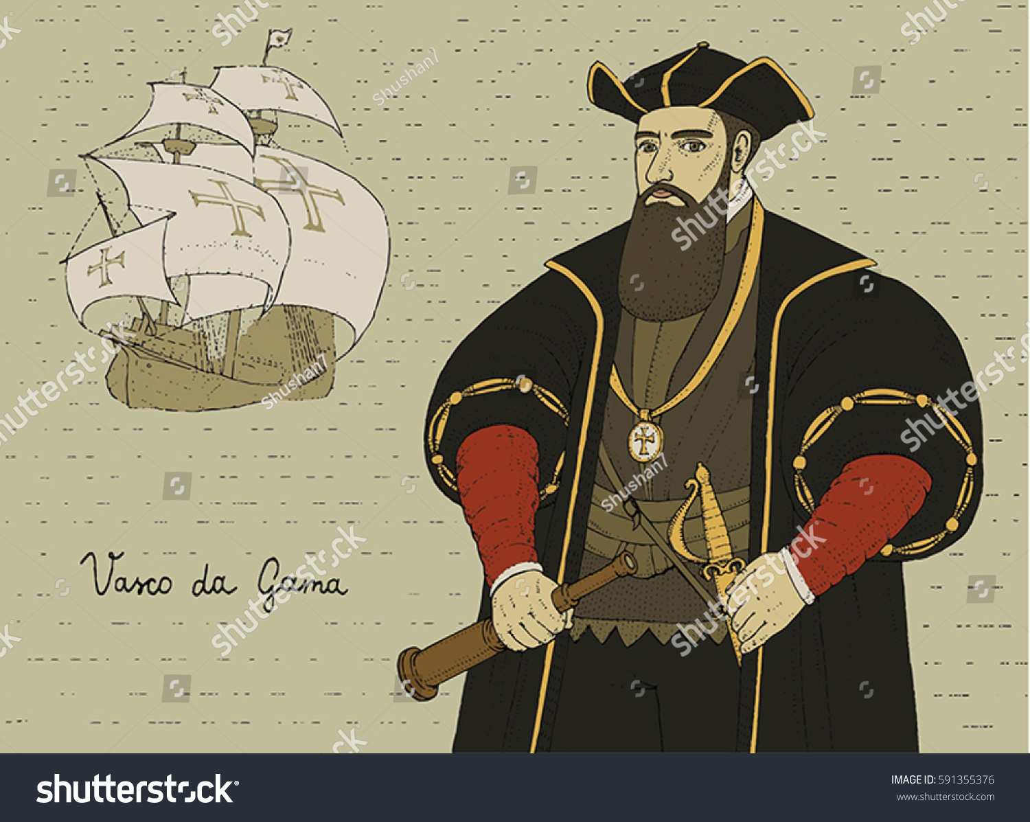 Vasco Da Gama Stock Vector (Royalty Free) 591355376 | Shutterstock