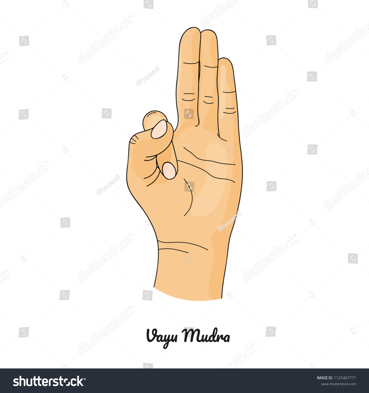Vayu Mudra Gesture Air Vector Stock Vector (Royalty Free) 1125467771 Vayu Mudra Gesture Air Vector Stock Vector (Royalty Free) 1125467771