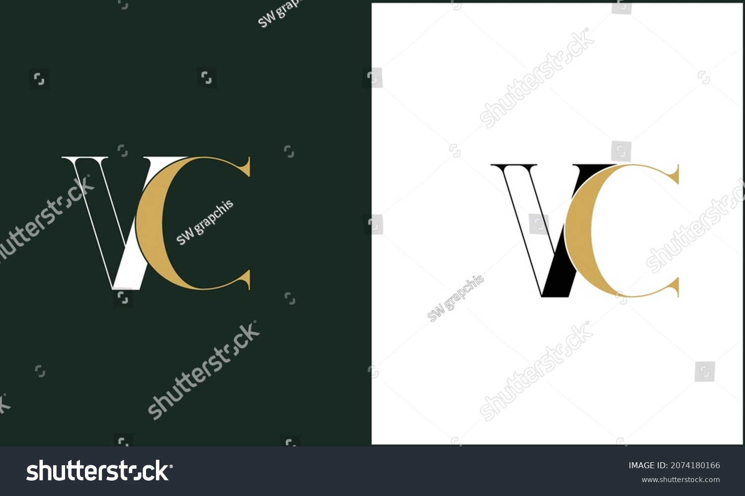 Vc Cv Abstract Letters Logo Monogram Stock Vector (Royalty Free) 2074180166