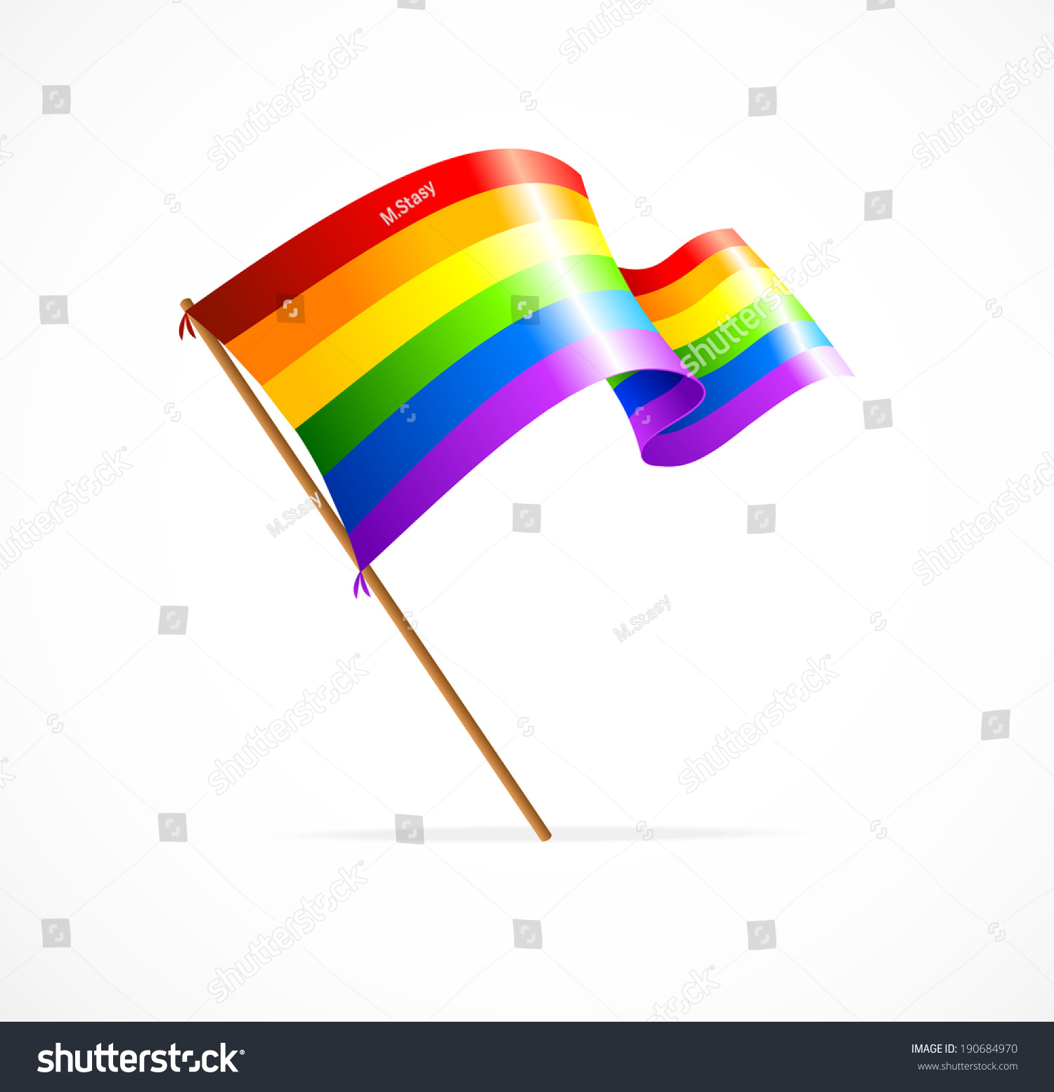Vector Rainbow Flag Waving On White Stock Vector 190684970 - Shutterstock