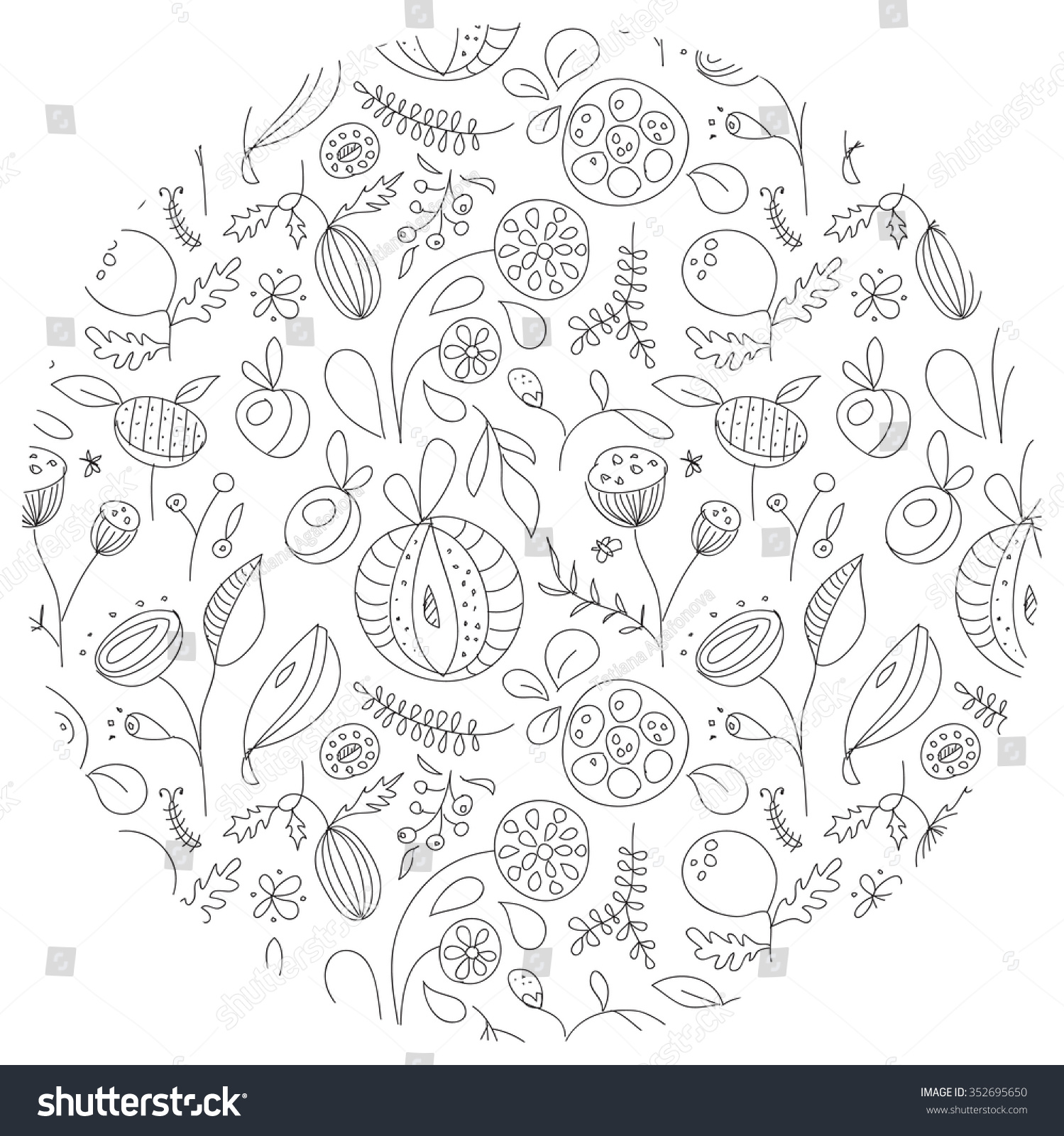 Vector Abstract Botanical Black White Pattern Stock Vector (Royalty ...