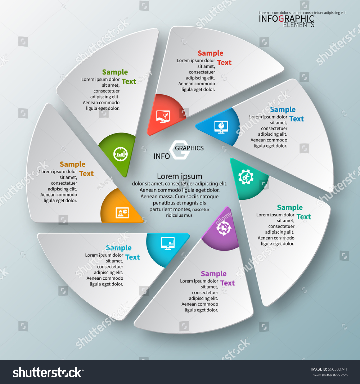 Vector Abstract 3d Paper Infographic Elementscircular 库存矢量图（免版税 ...