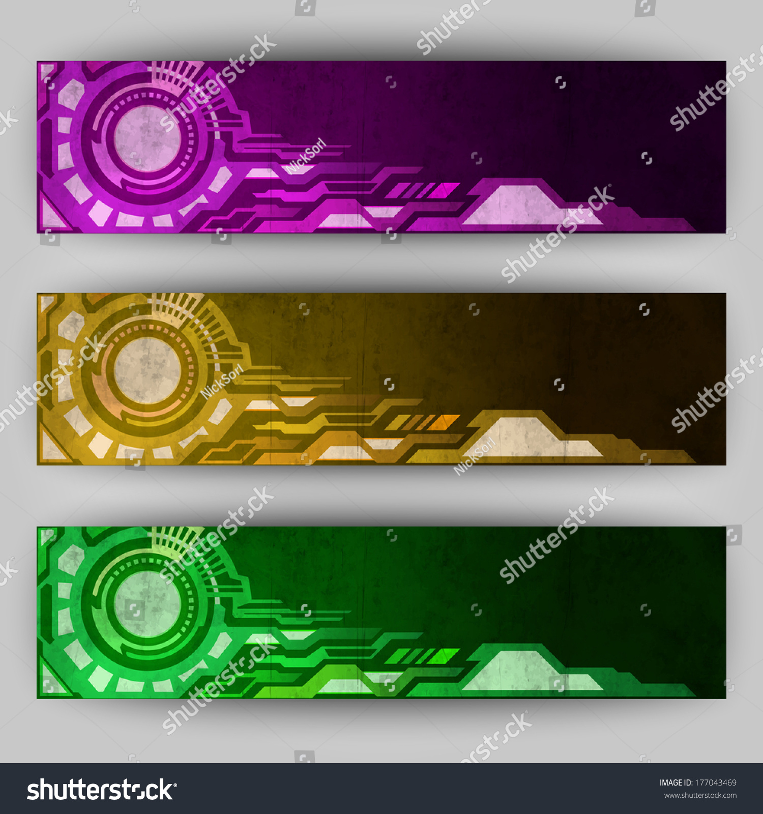 Vector Abstract Tech Banners Three Color Stock Vector (Royalty Free ...