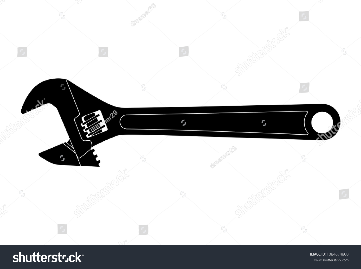 Vector Adjustable Wrench Spanner Silhouette On Stock Vector (Royalty ...