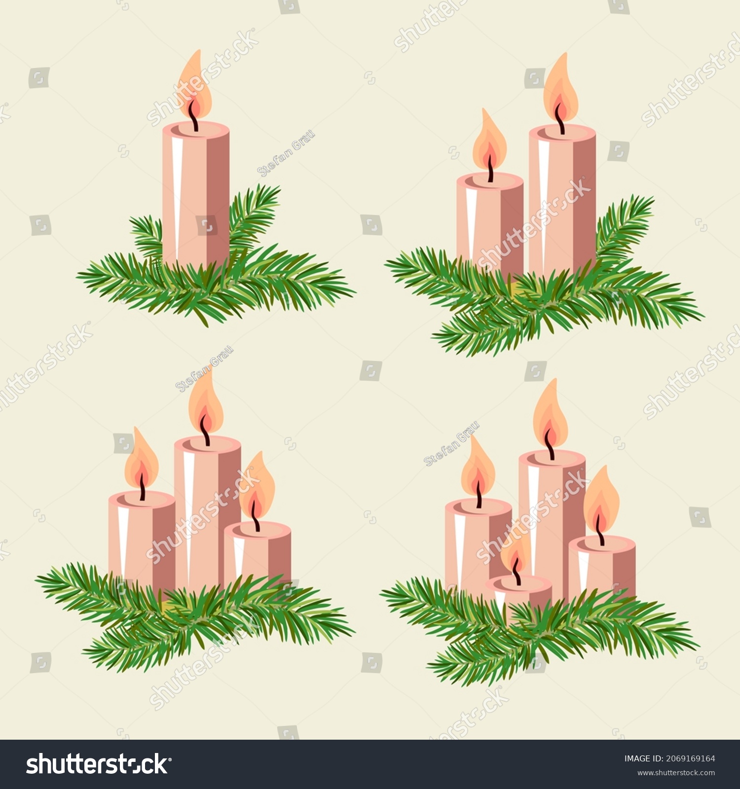 Vector Advent Candles Template Watercolor Illustrated Stock Vector ...