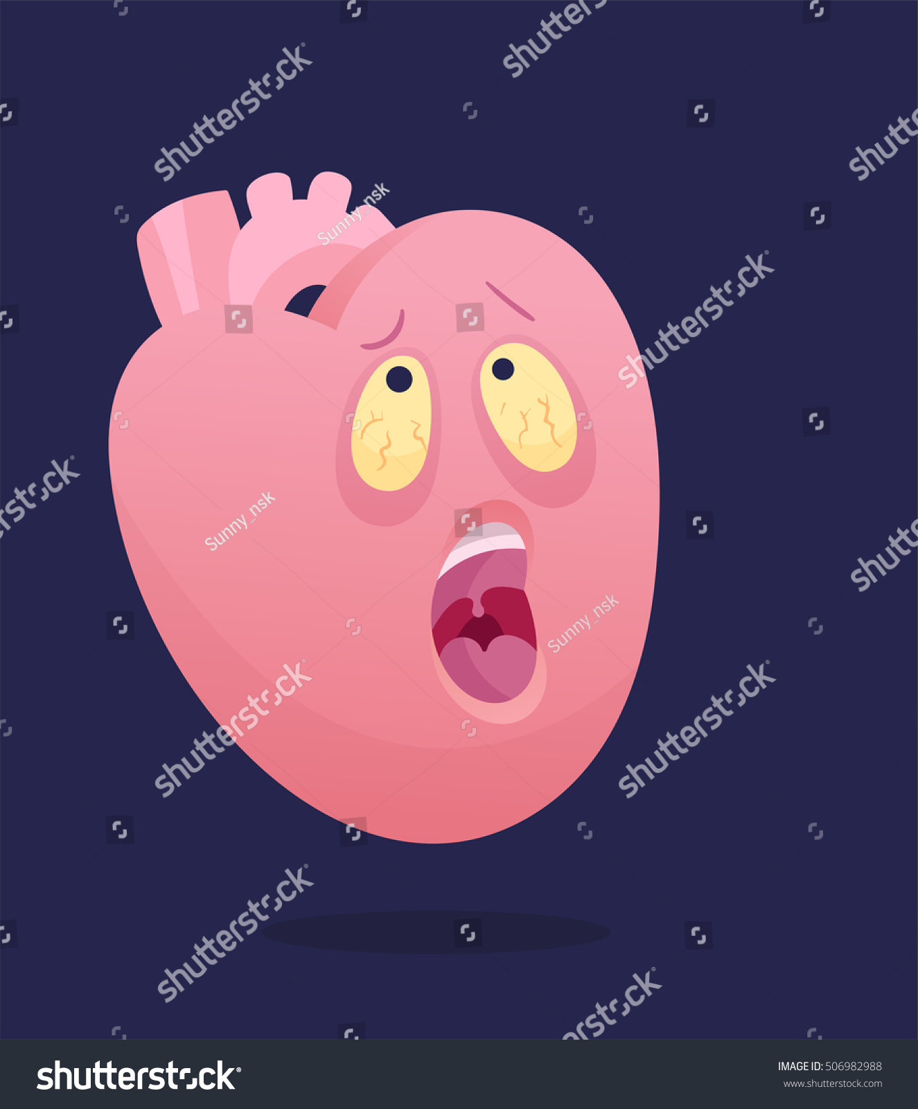 Vector Afraid Cartoon Heart Screaming Stock Vector (Royalty Free ...