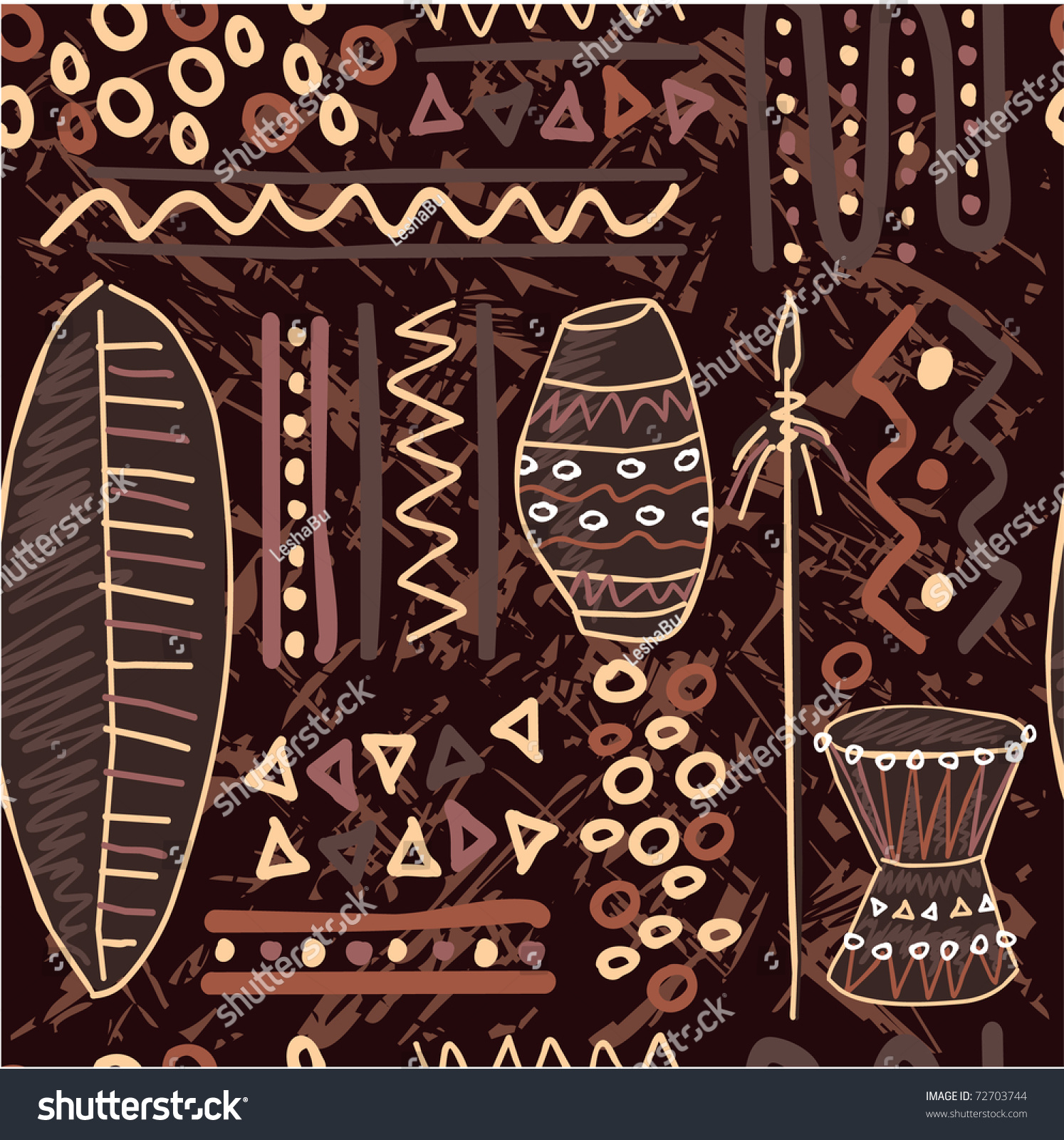 Vector African Seamless Tile Background Wallpaper 库存矢量图（免版税）72703744 ...