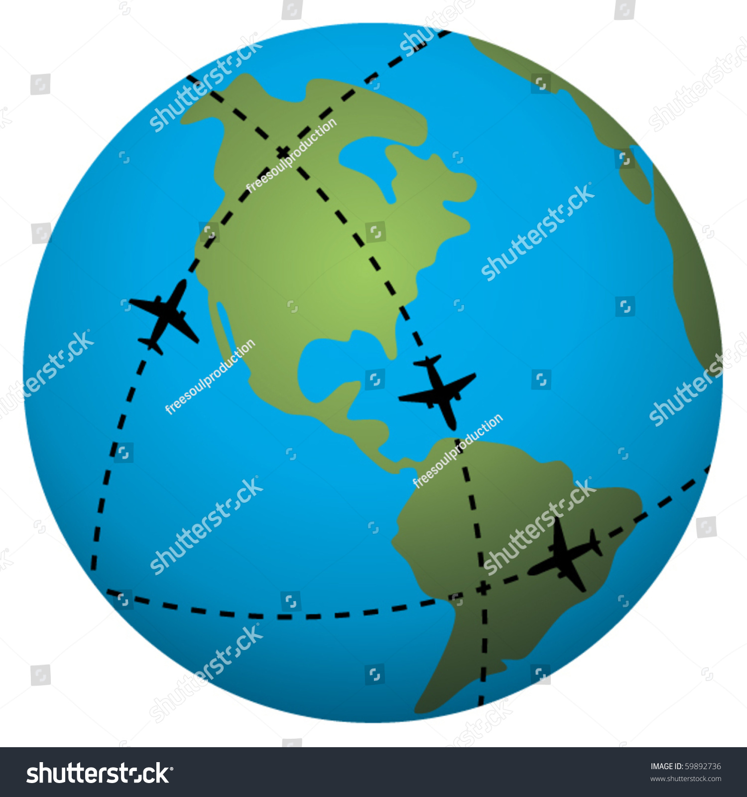 Vector Airplane Flight Paths Over Earth Stock Vector 59892736 ...