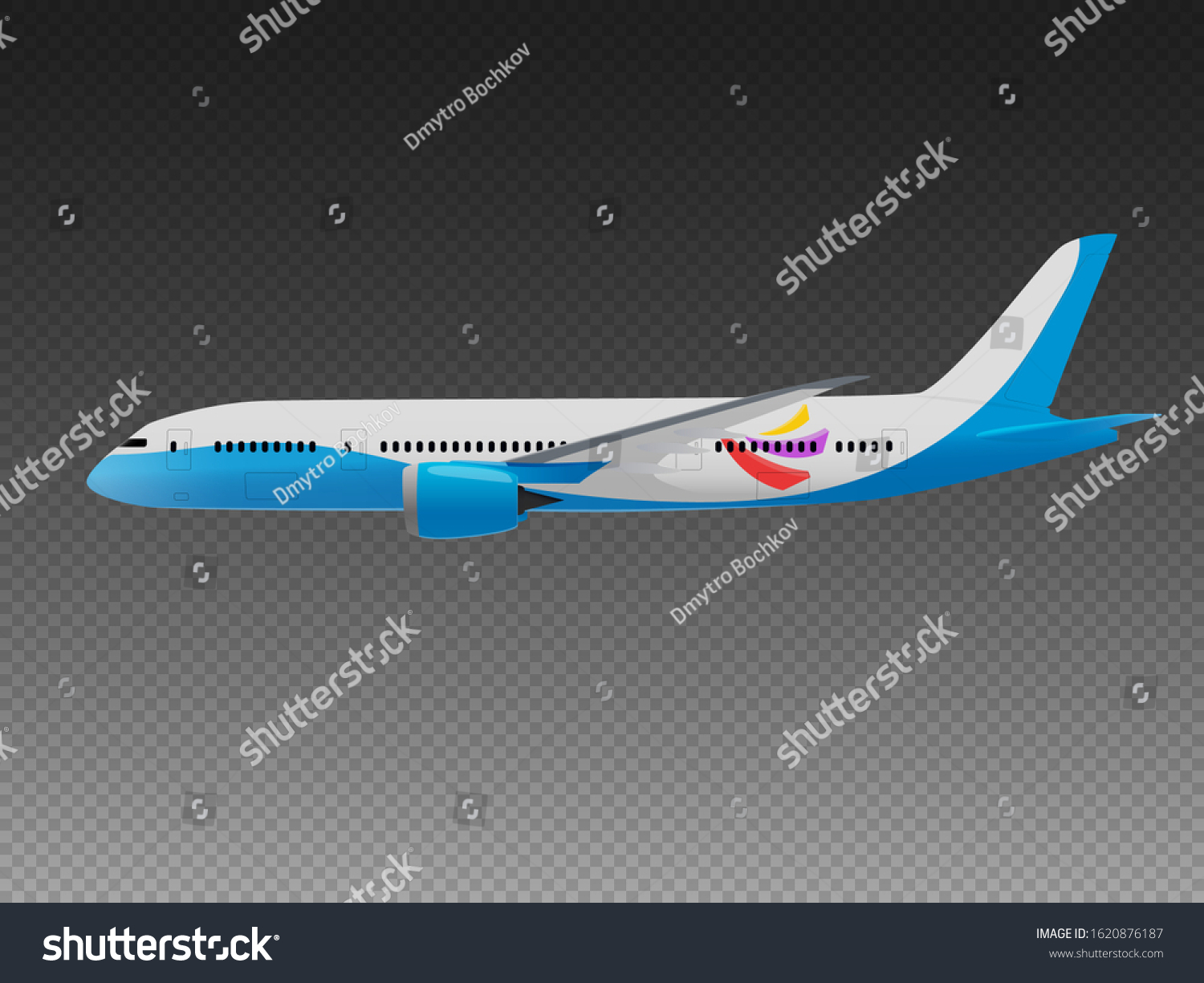 Vector Airplane On Transparent Background Side Stock Vector (Royalty ...