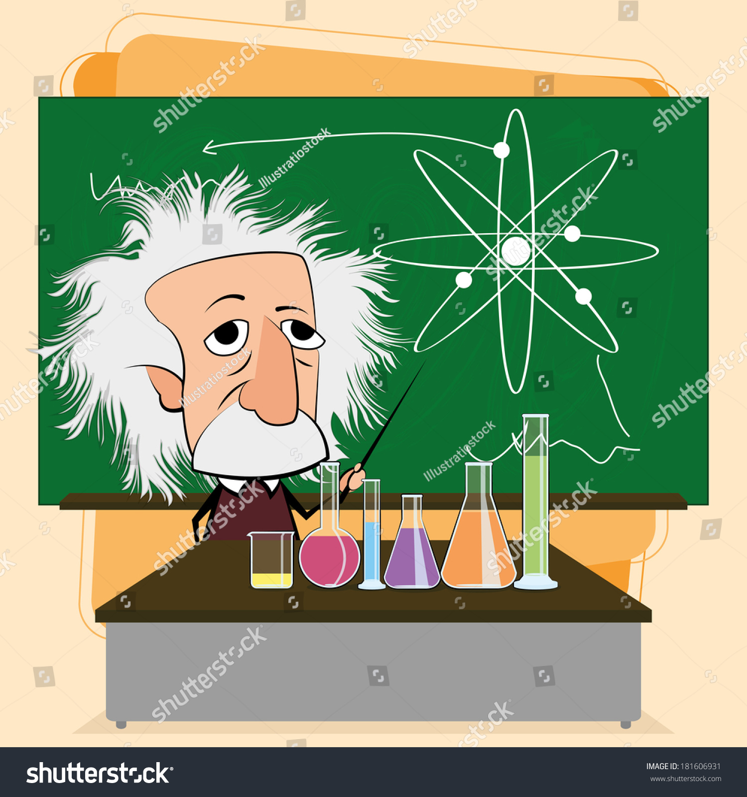 Vector Albert Einstein Cartoon Classroom Scene Stock Vector (Royalty ...