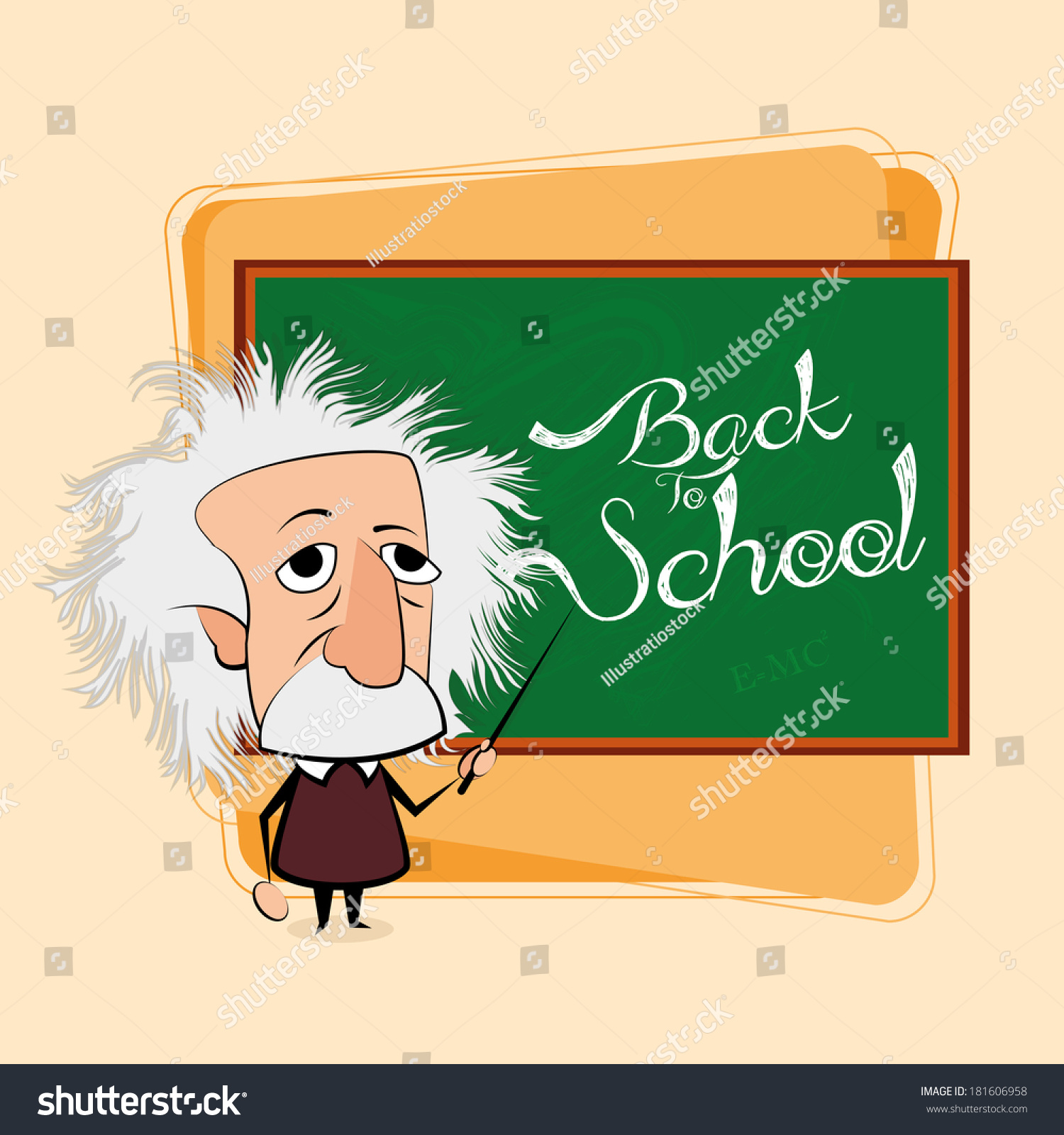 Vector Albert Einstein Cartoon Classroom Scene: stockvector ...