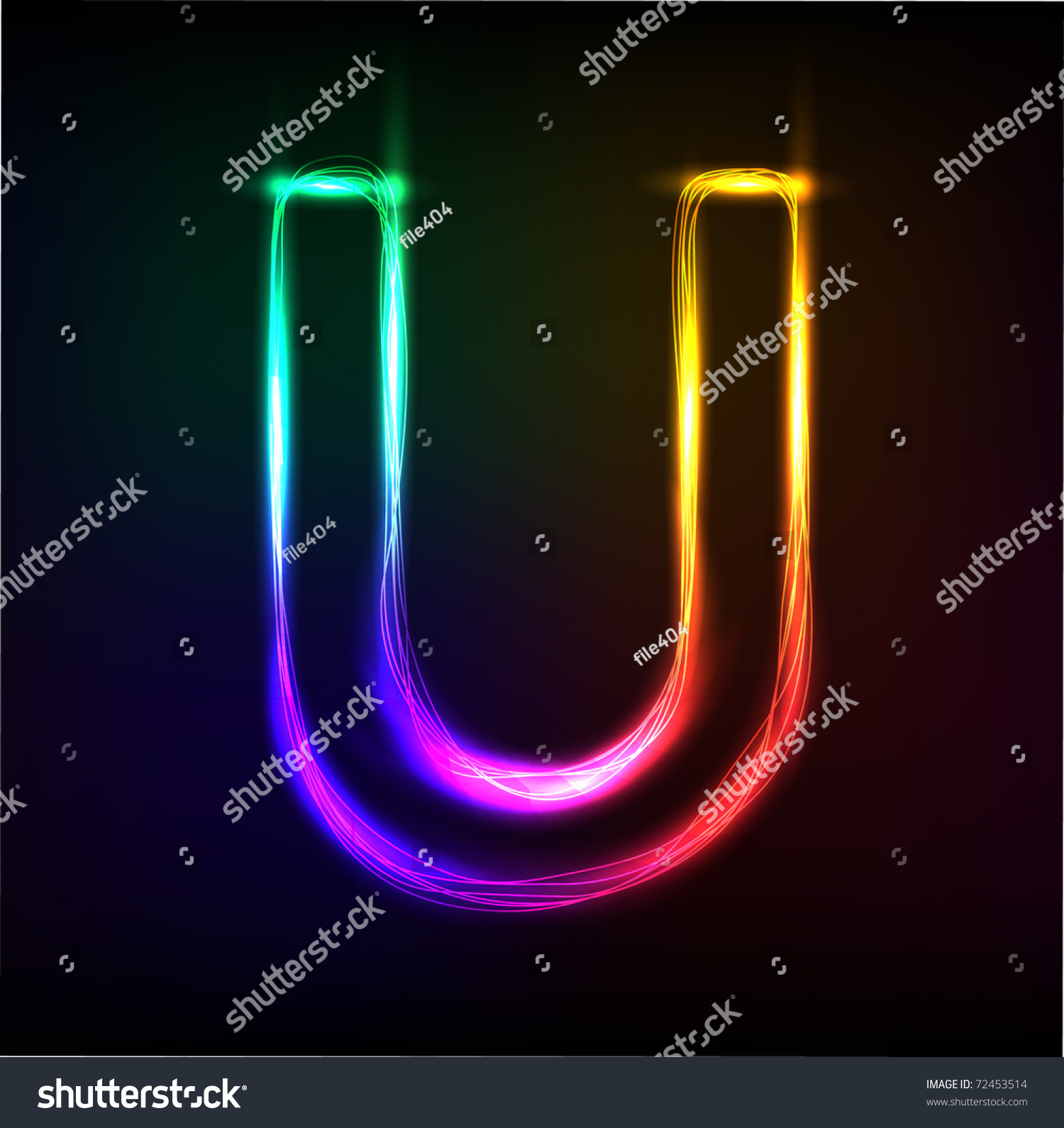 Vector Alphabet Neon Letter U: vector de stock (libre de regalías) 72453514