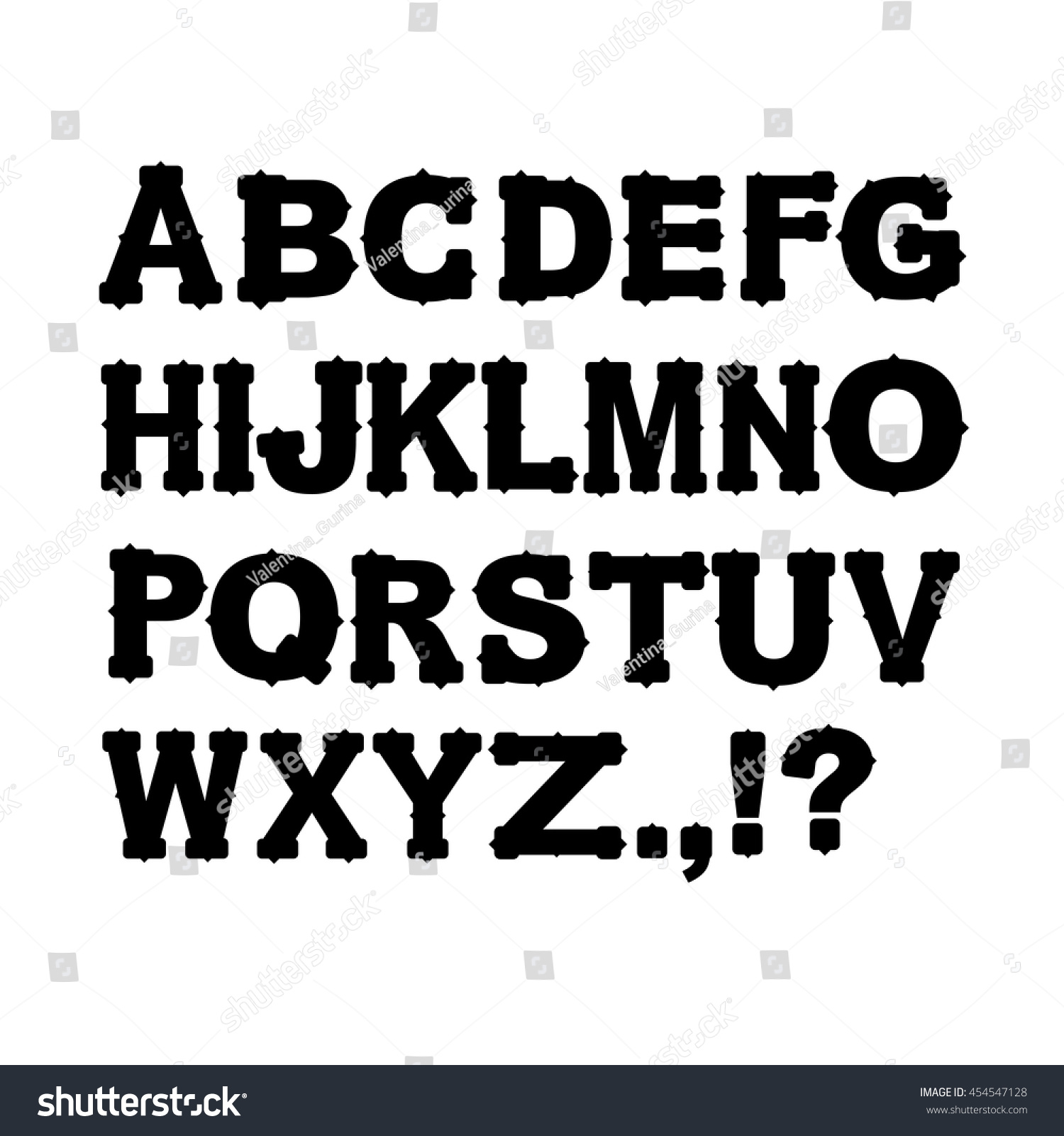 Vector Alphabet On White Background Pointed Stock Vector (Royalty Free ...